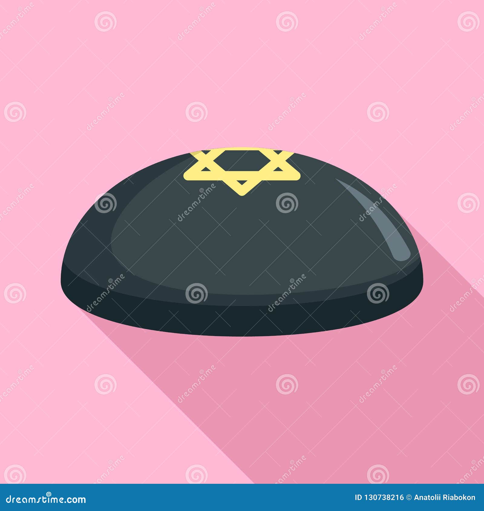 Kippah icon, flat style stock vector. Illustration of judaic - 130738216