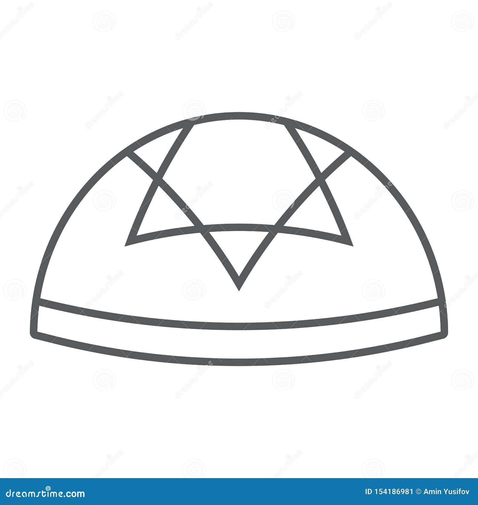 Kippah Line Icon, National And Hat, Hebrew Bale Sign, Vector Graphics ...