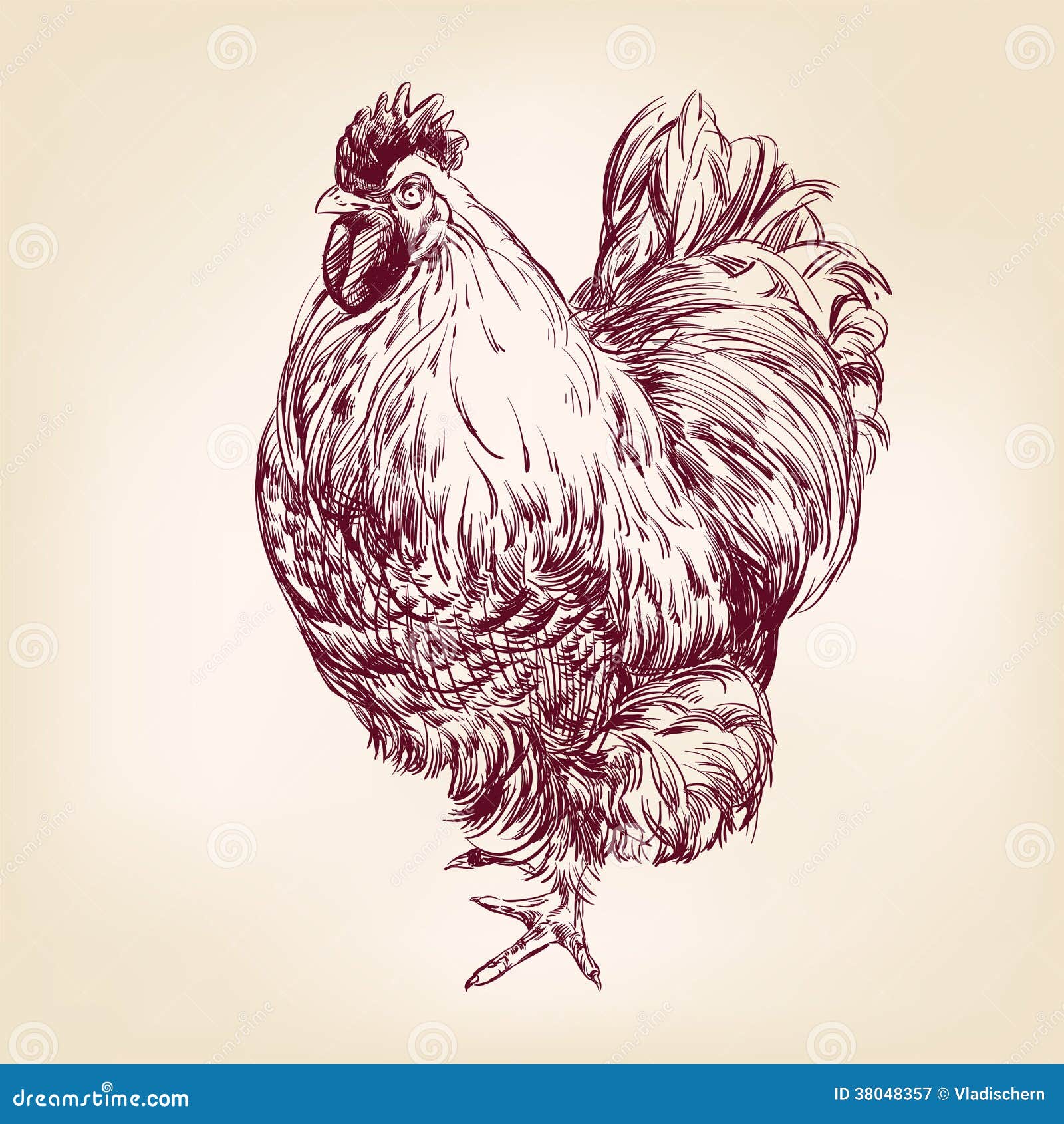 Kippen Uitstekende Hand Getrokken Vectorillustratie Vector Illustratie ...