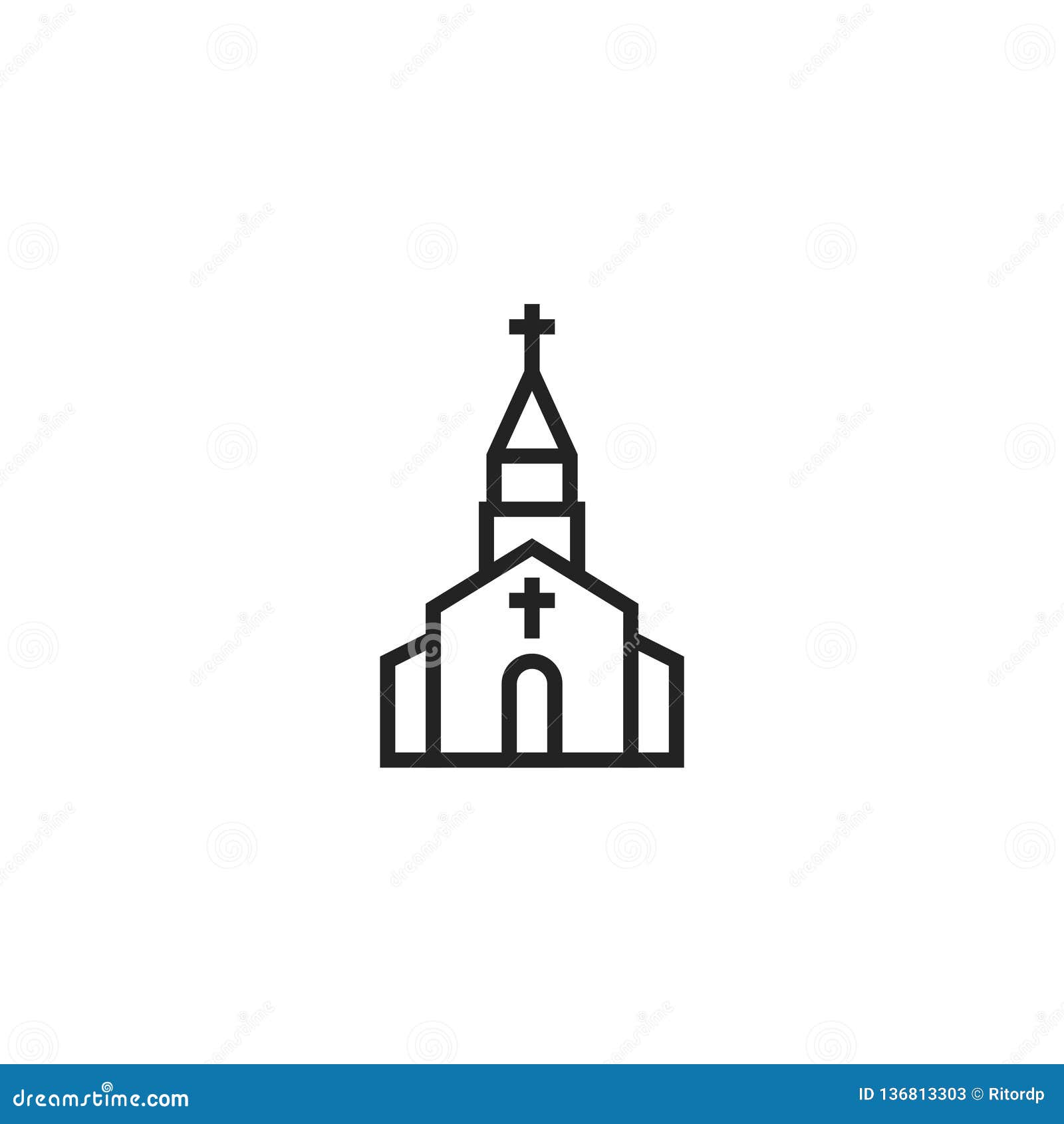 Kirche Oultine-Vektor-Ikone, Symbol Oder Logo Vektor Abbildung ...