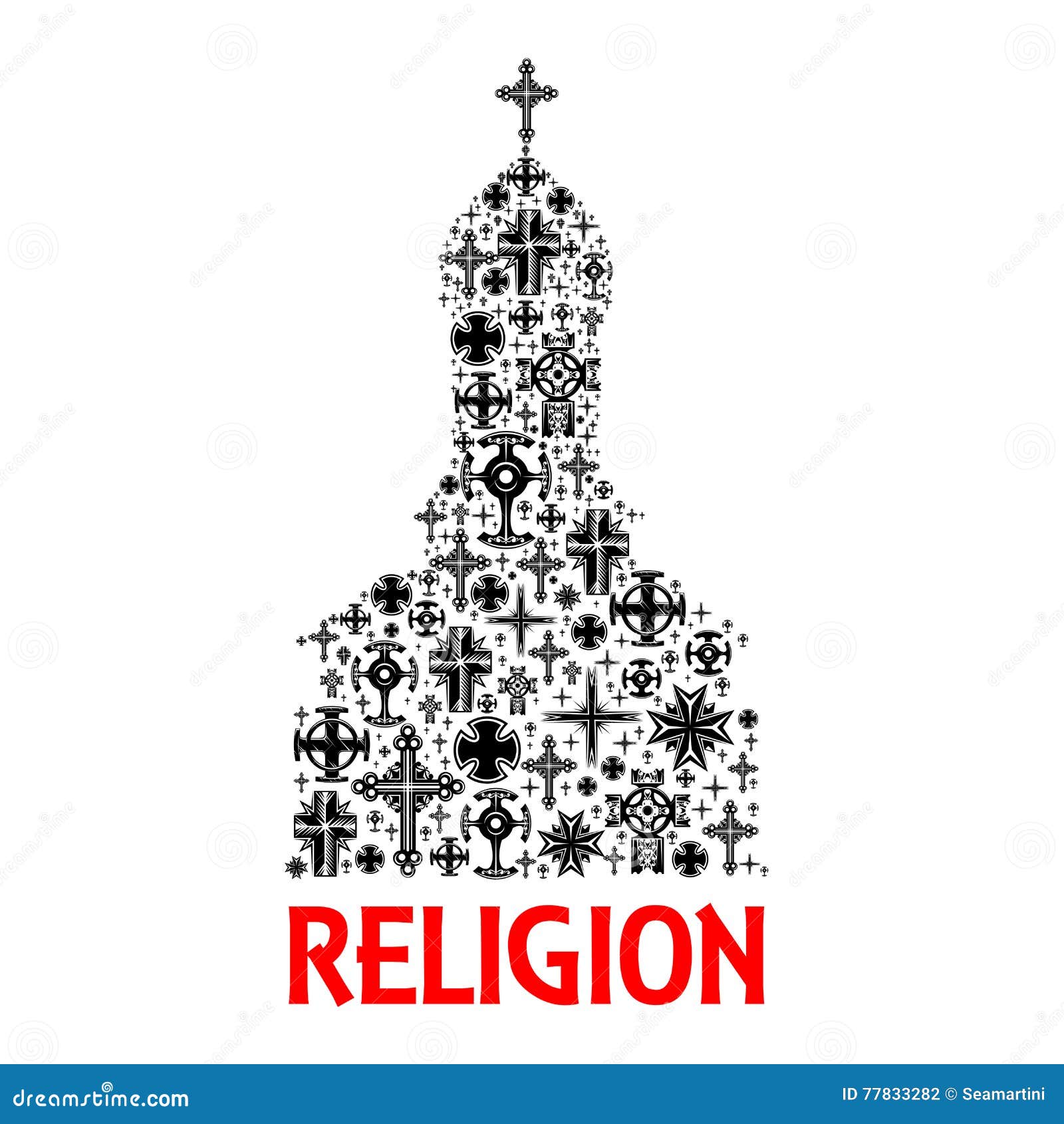 Kirchenikone Religionsquerchristentumssymbole Vektor Abbildung ...