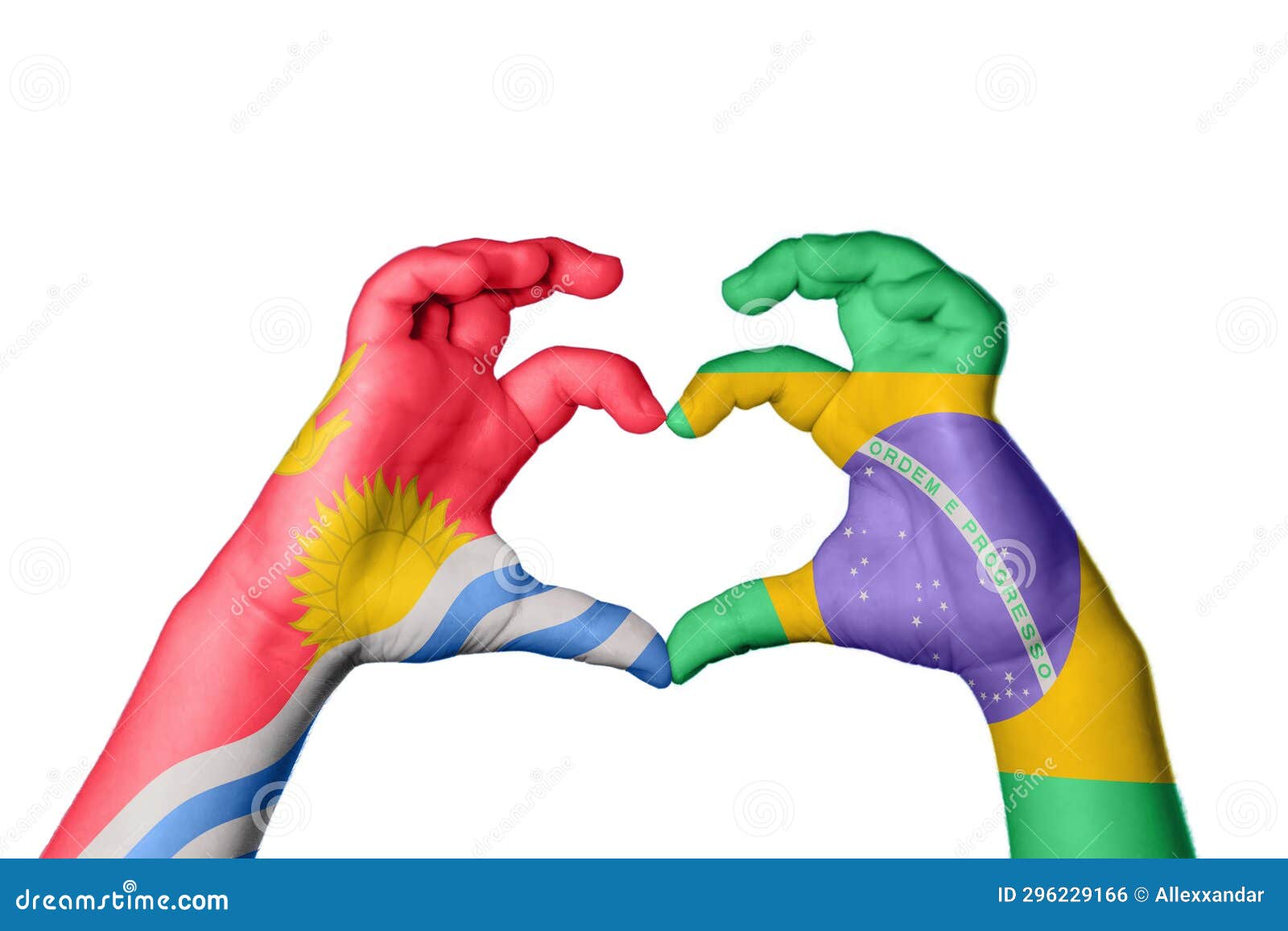 Kiribati Brazil Heart, Hand Gesture Making Heart Stock Photo - Image of ...