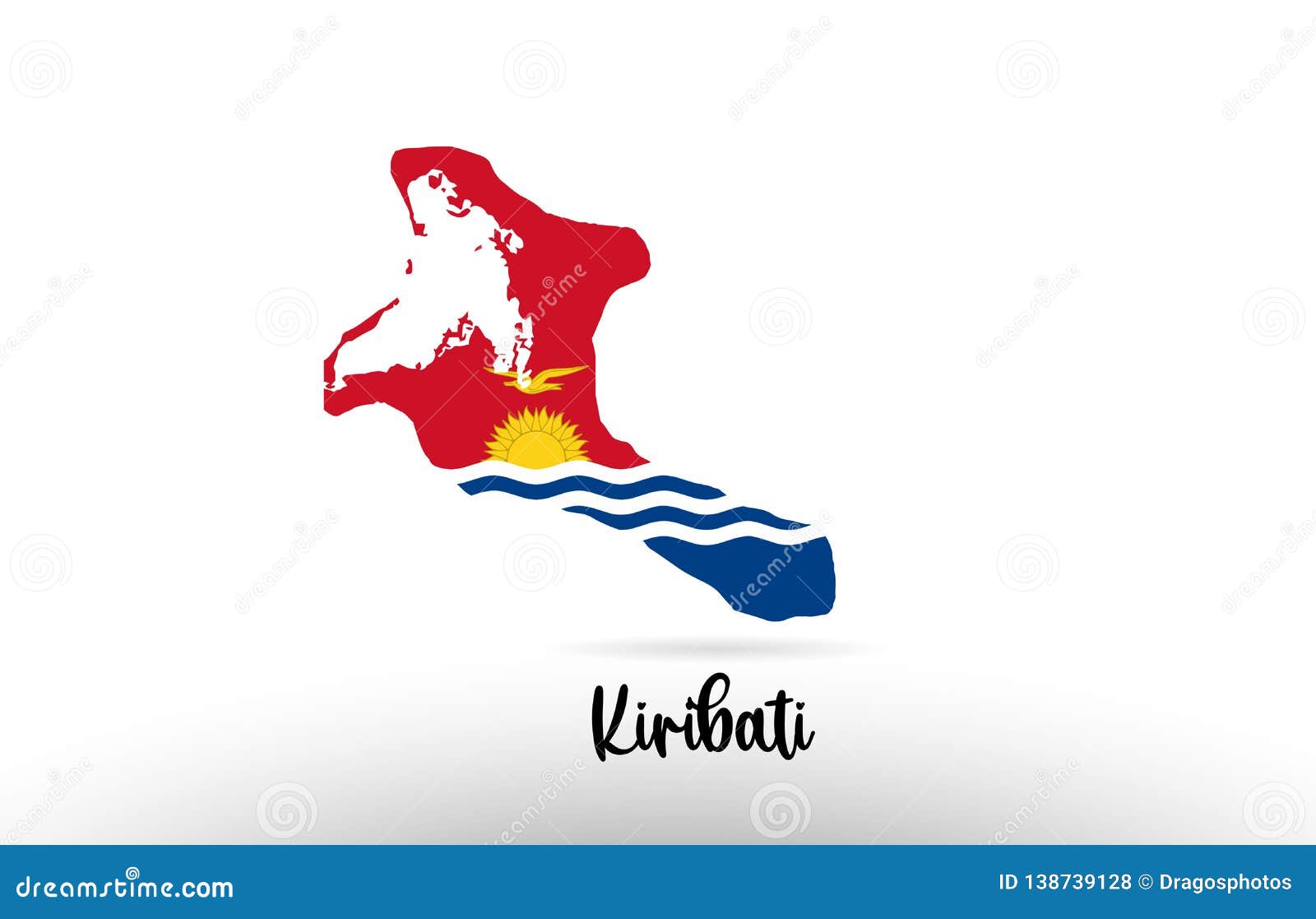 Kiribati Country Flag Inside Map Contour Design Icon Logo Stock Vector