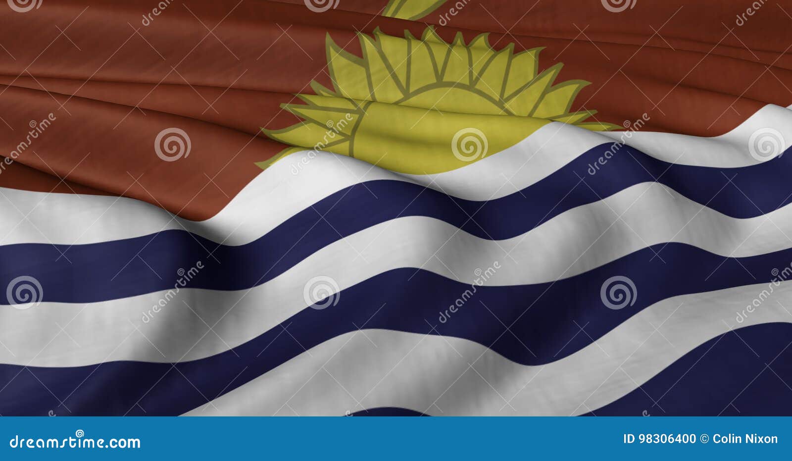 Kiribati Flag Fluttering in Light Breeze Stock Illustration ...