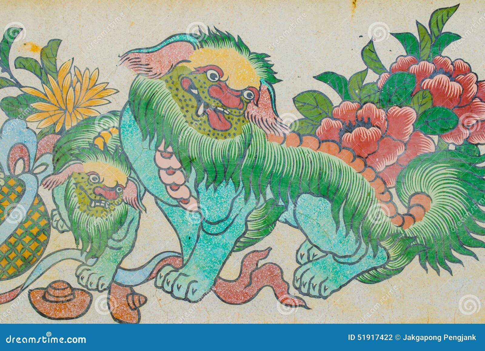 Kirin Painting on Granite Wall Stock Illustration - Illustration of ...