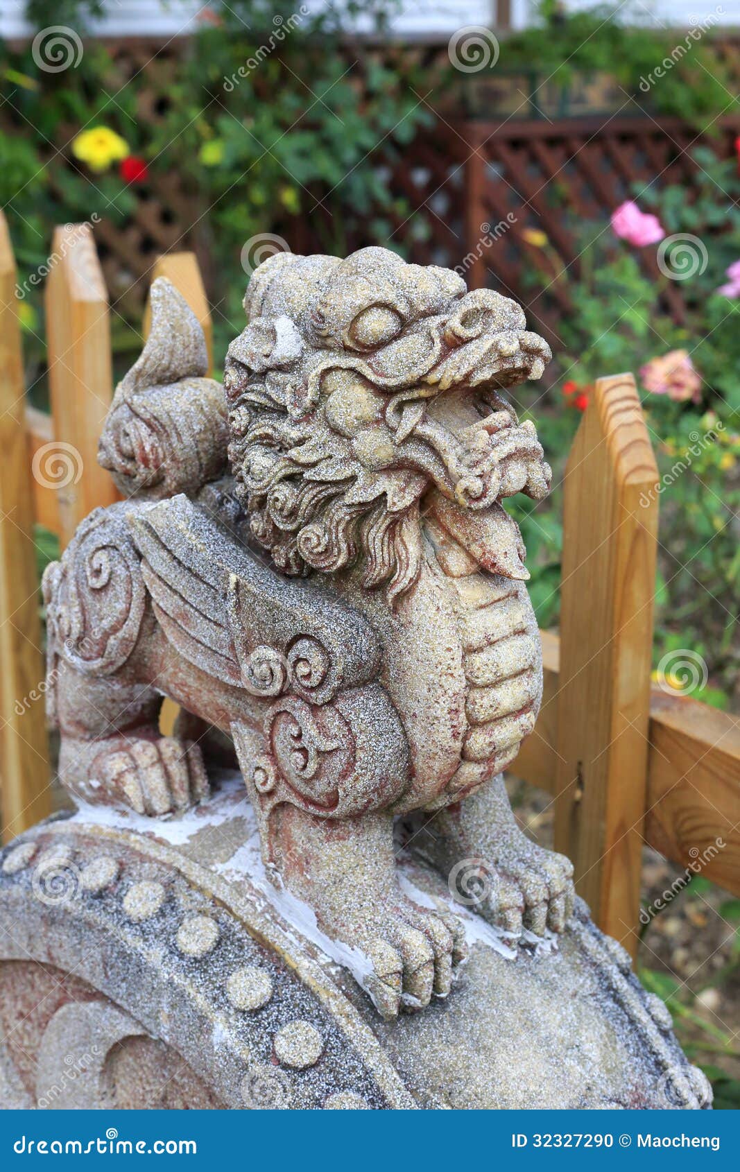 Kirin sculpture stock photo. Image of dragon, faith, flower - 32327290