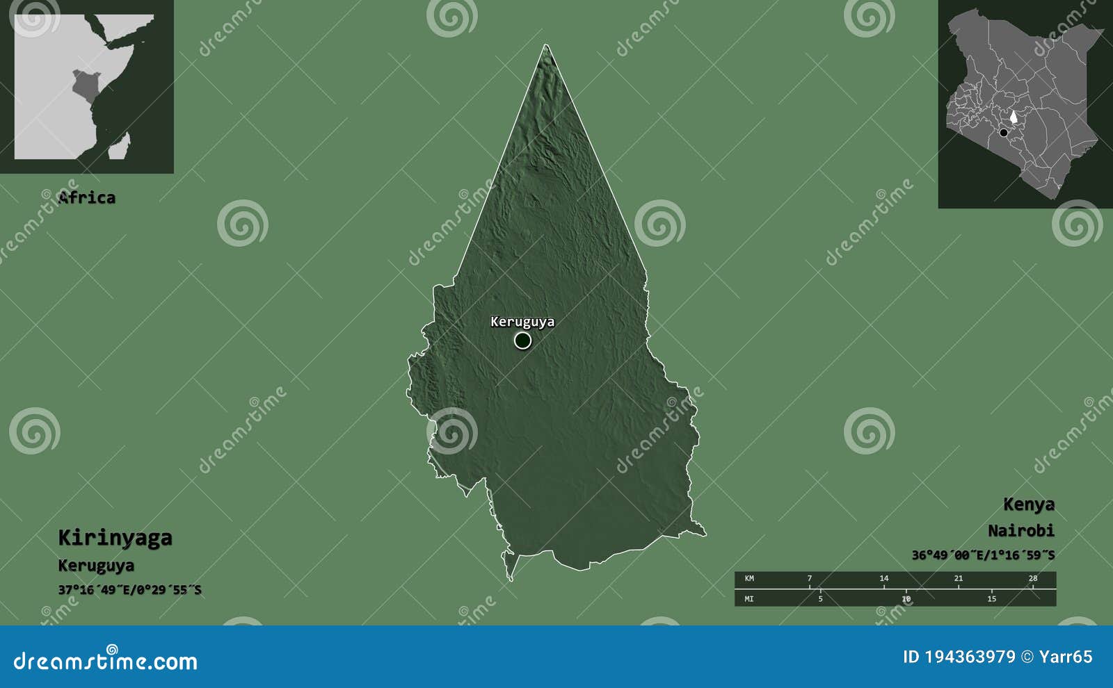 Kirinyaga, County of Kenya,. Previews. Administrative Stock ...