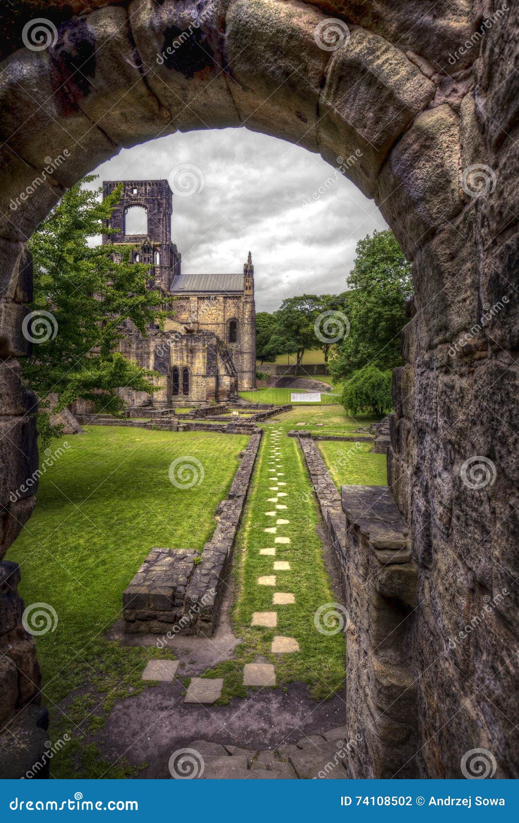 Kirkstall Abbey. stock photo. Image of park, landscape - 74108502