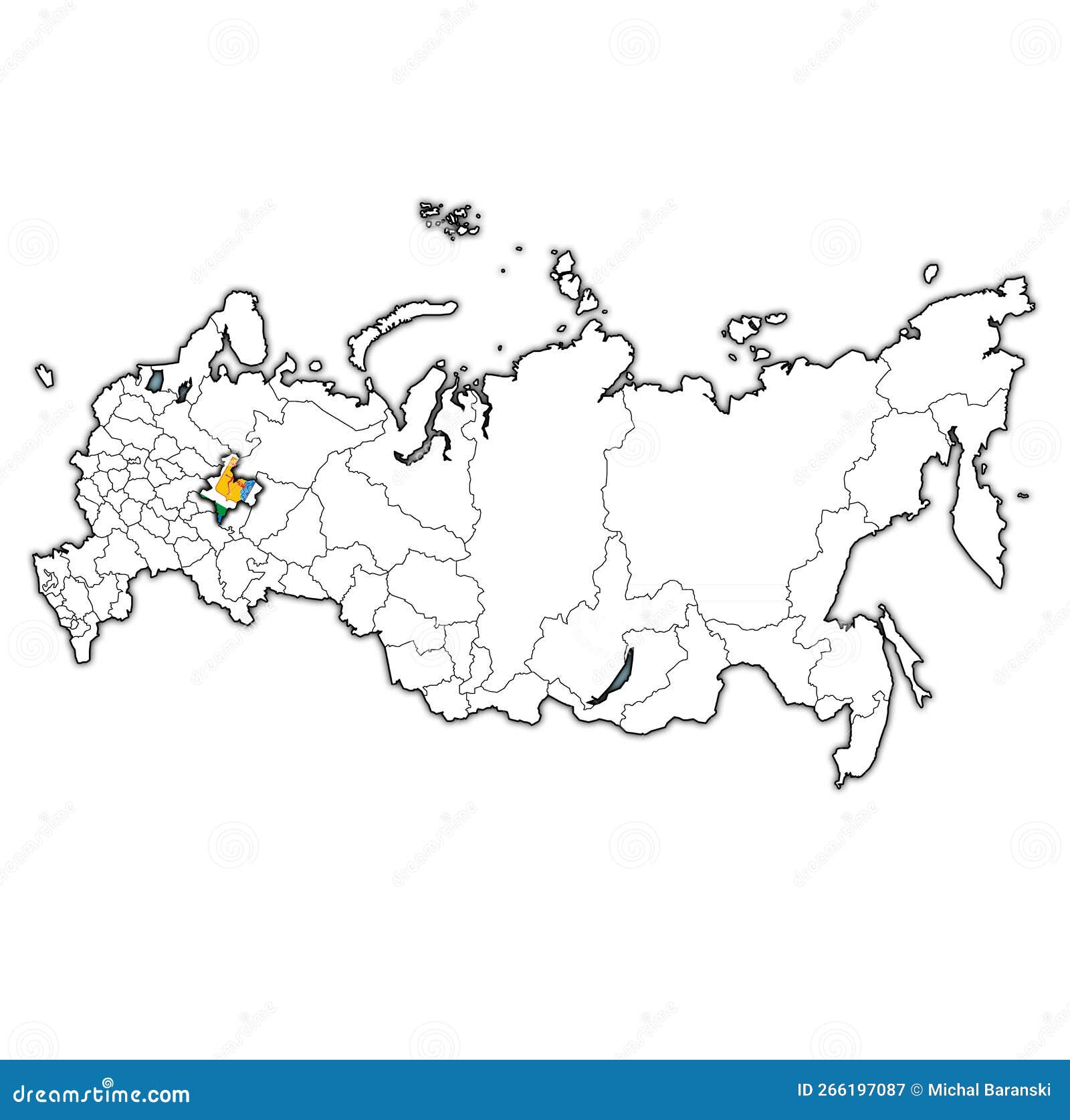 Kirov Oblast on Administration Map of Russia Stock Illustration ...