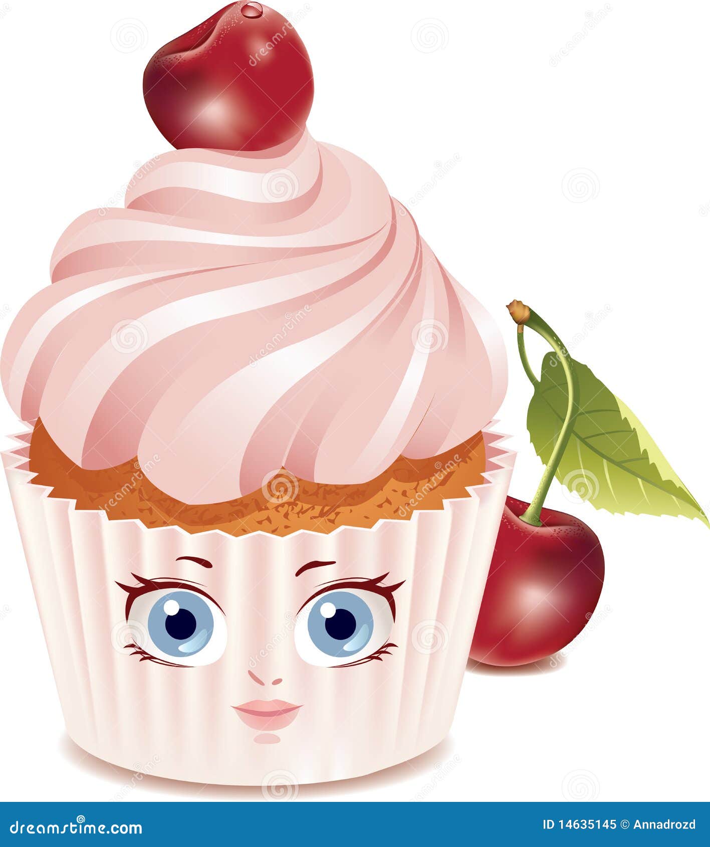 Kirschkleiner Kuchen (Zeichen) Vektor Abbildung - Illustration von rosa ...