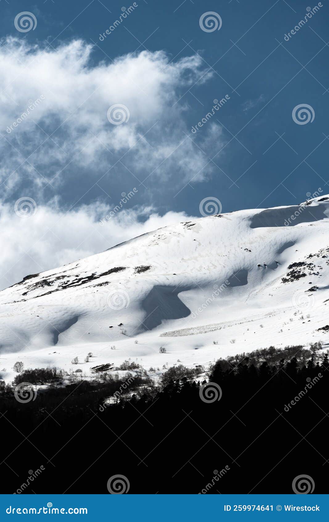 Kiska Volcano with Cloud and Grasses Stock Image - Image of blue, snow ...