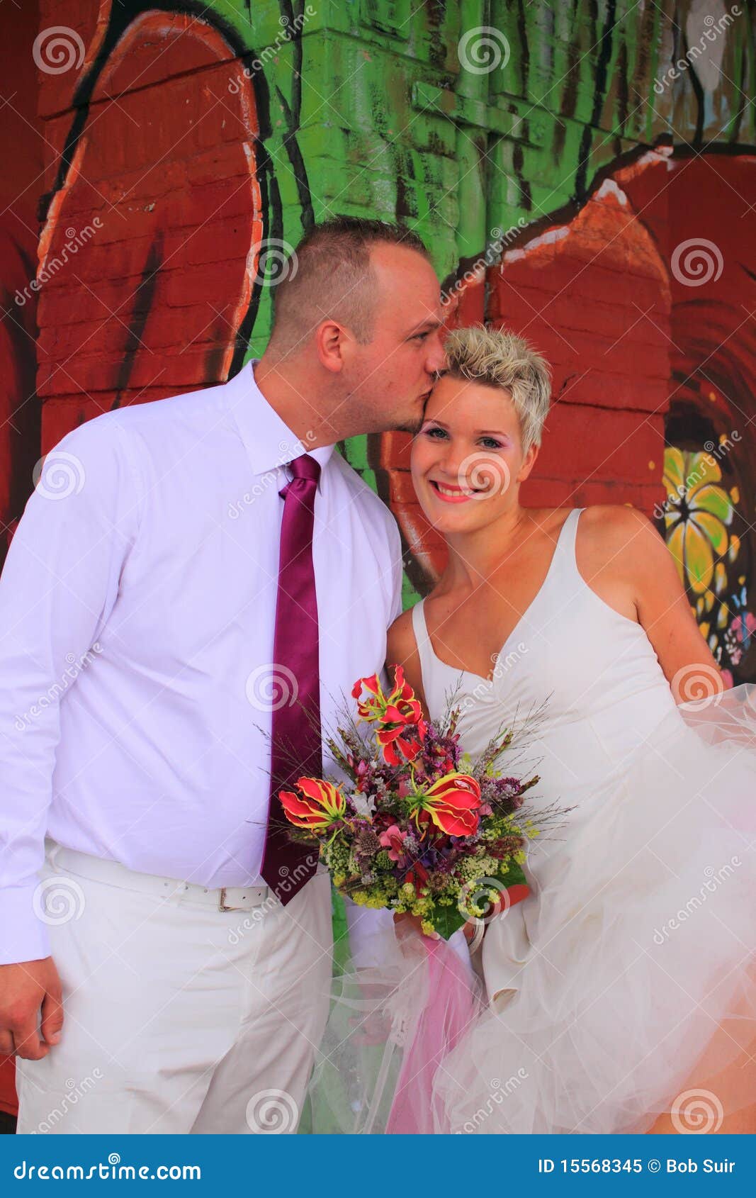 Kiss the bride stock image. Image of flowers, beauty - 15568345