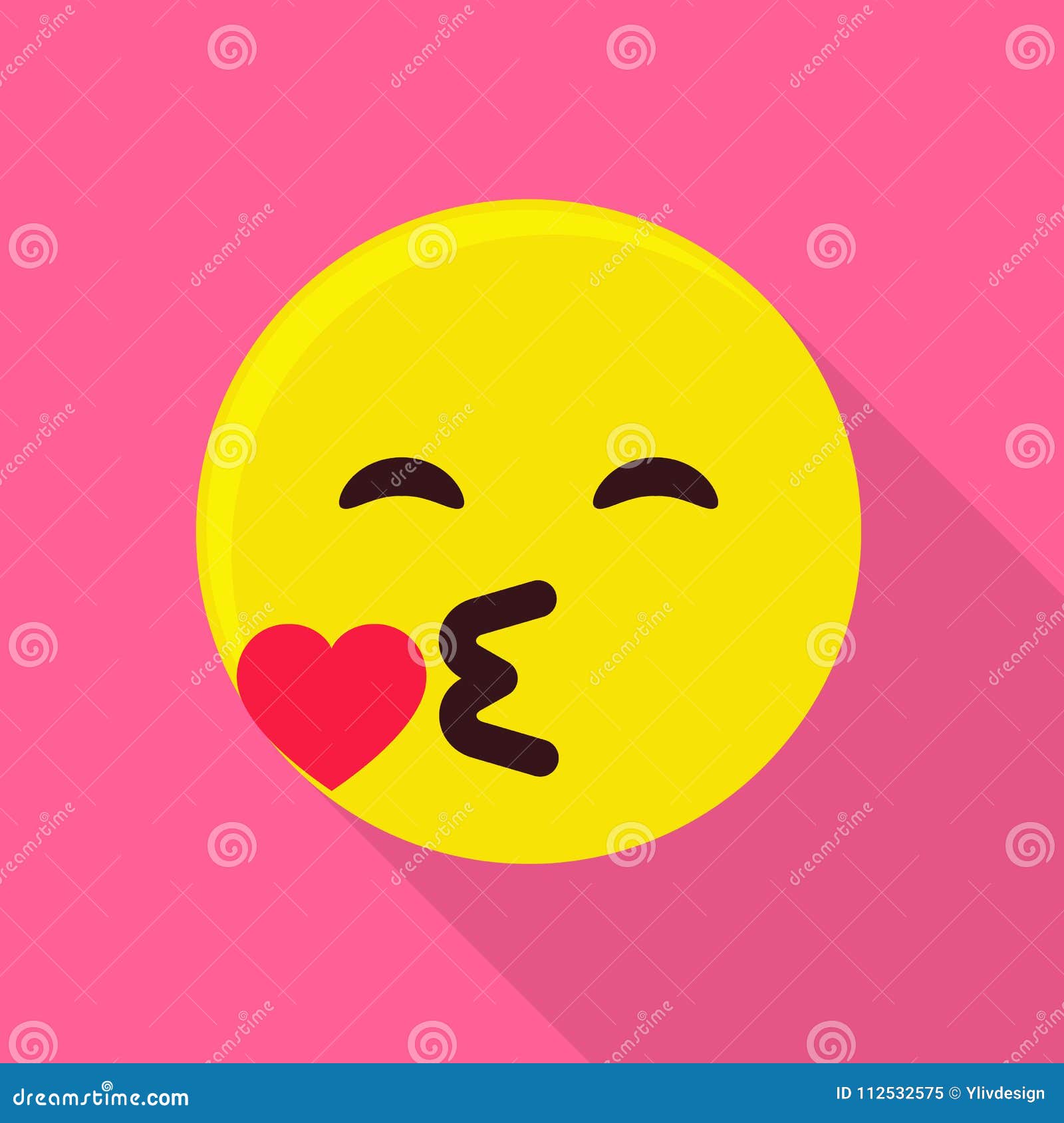 Kiss Emoticon With Heart. Kissing Emoji Isolated On Yellow Background ...