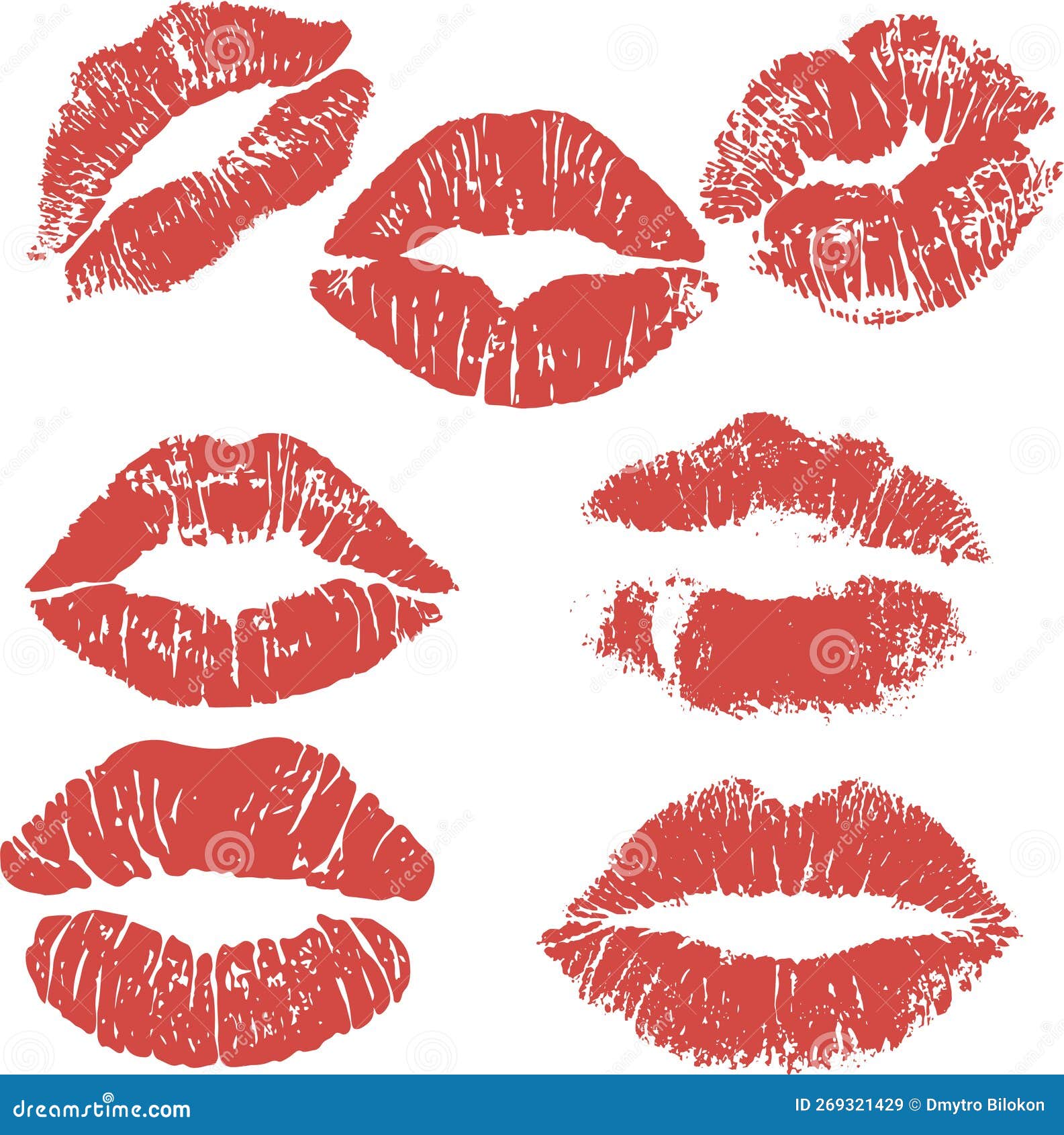 Kiss Icon Red Lips Silhouette Set Svg Vector Stock Vector