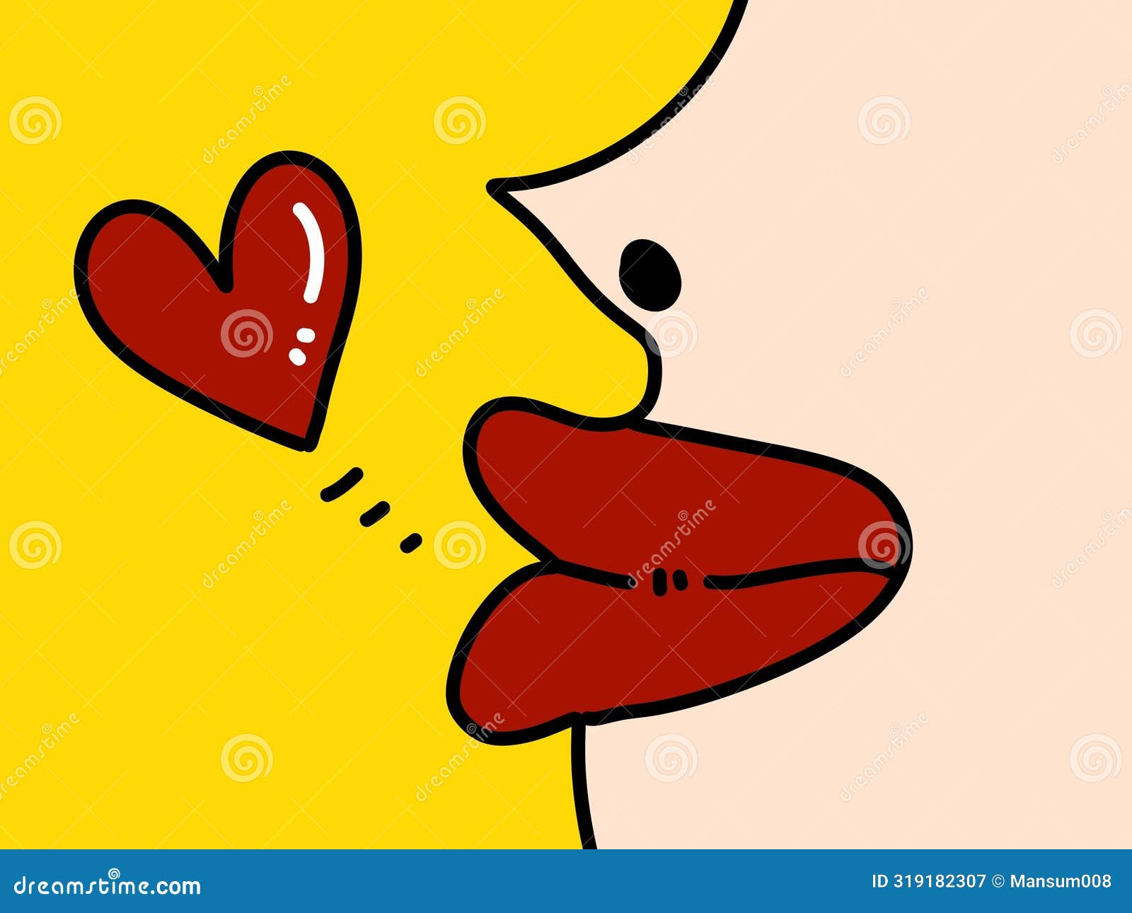 Kiss Lips Cartoon Illustration Stock Illustration - Illustration of ...