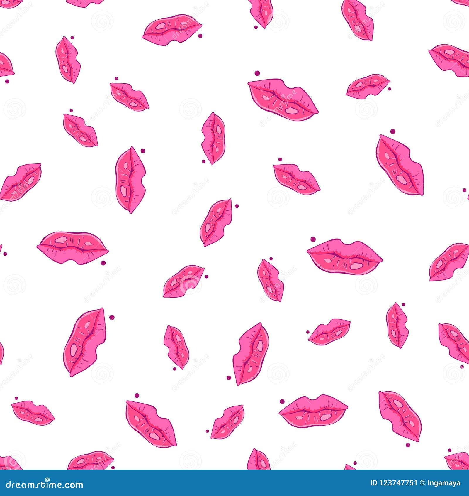 Kiss Lips Seamless Pattern. Vector Illustration Isolated on White ...