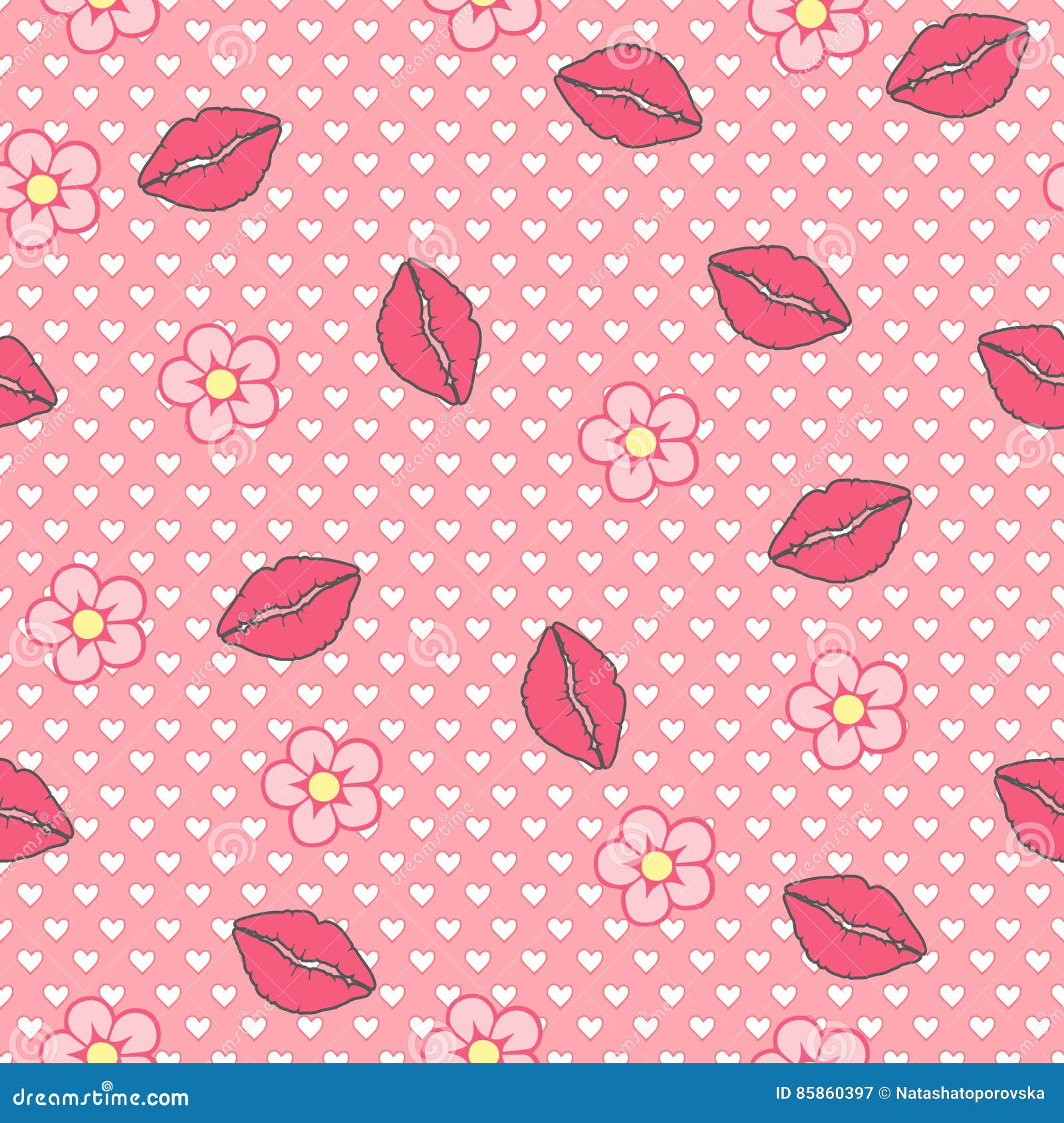 Kiss Me. Vector Seamless Pattern, Abstract Background Made of Lips and ...