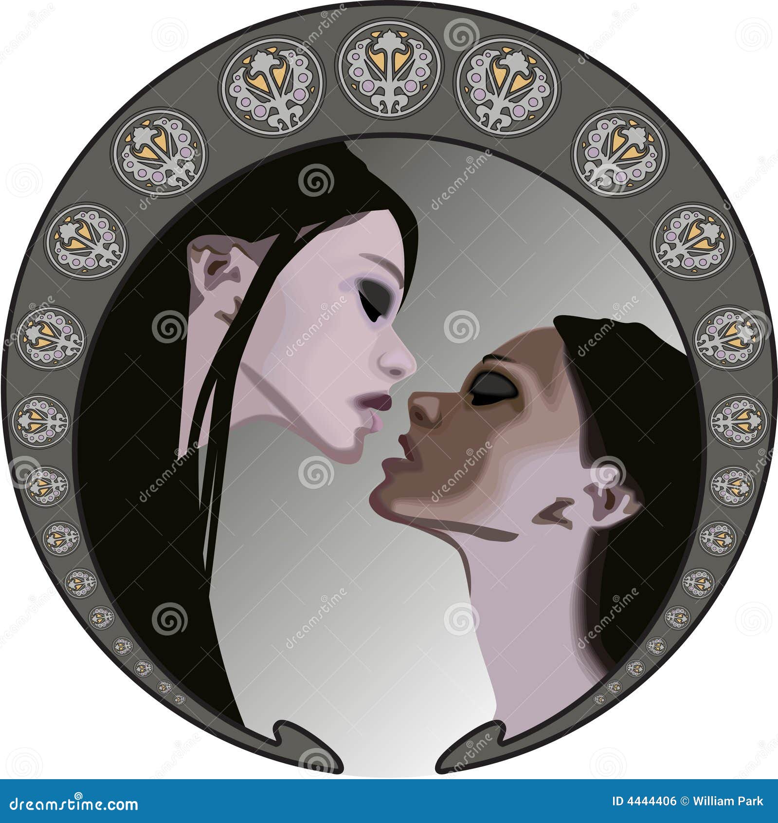 Kiss (mucha style) stock vector. Illustration of romantic - 4444406