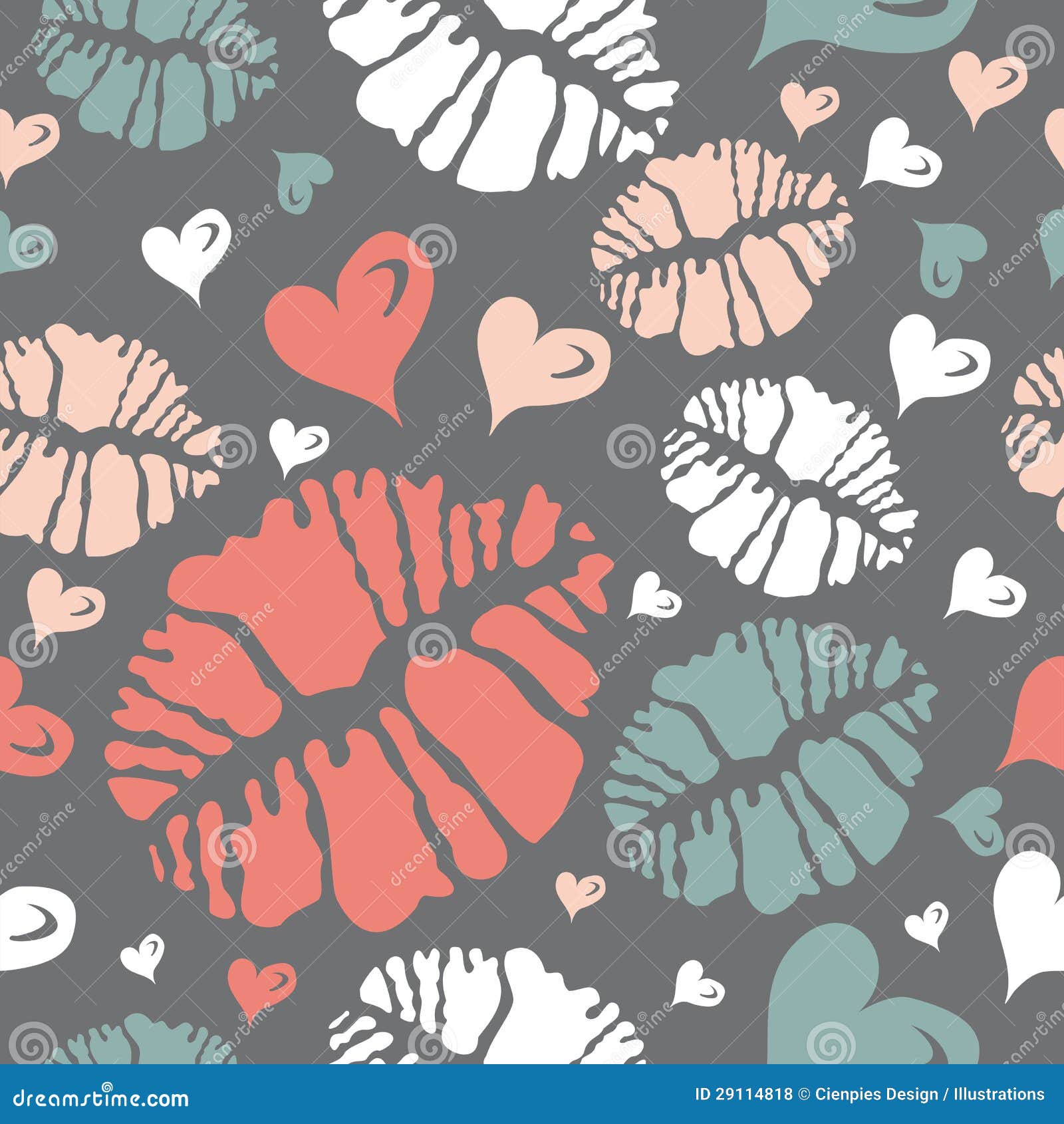 Kiss Print and Heart Pattern Stock Vector - Illustration of paint ...