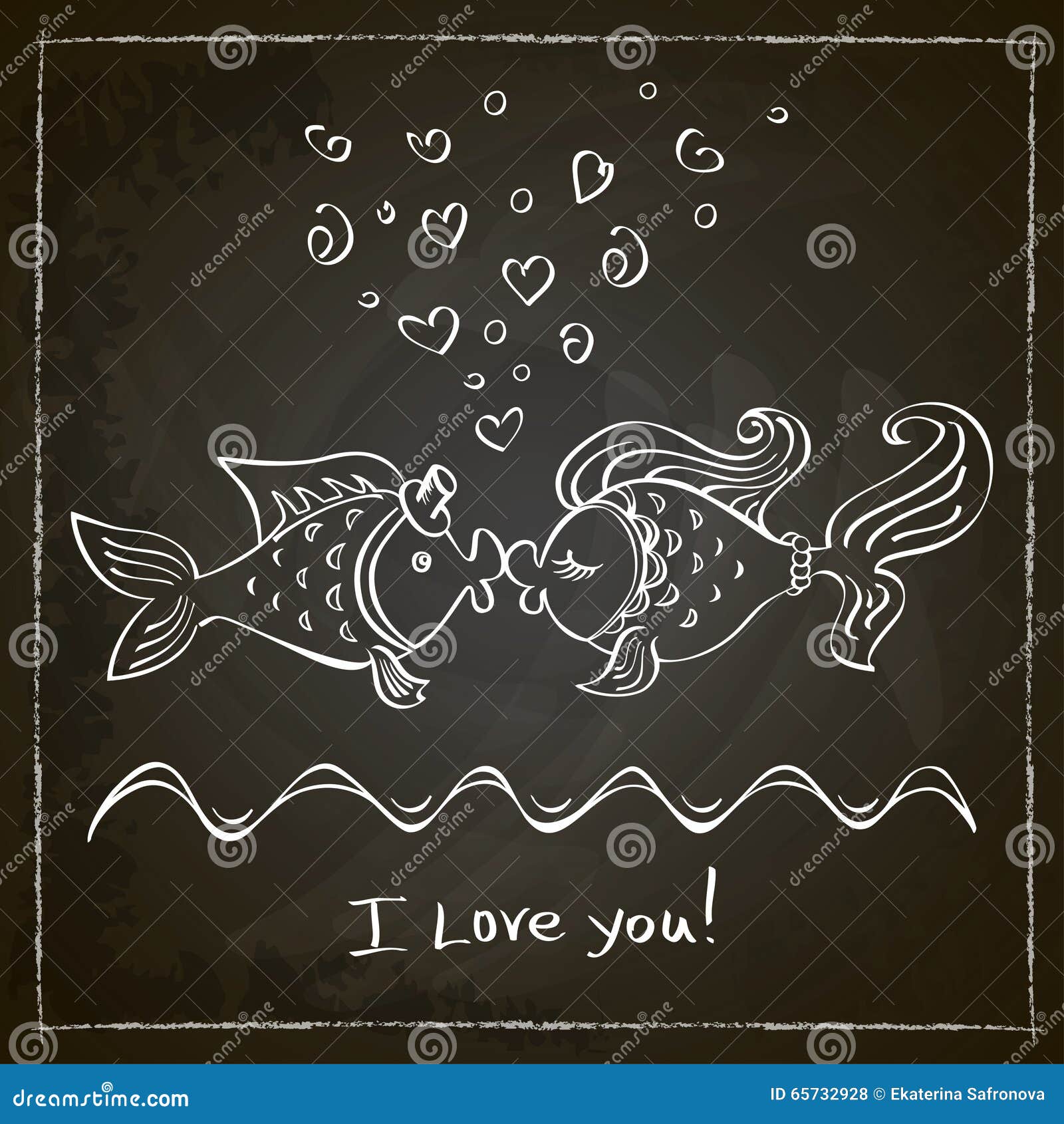 Kiss of two fishes drawing stock illustration. Illustration of nature ...