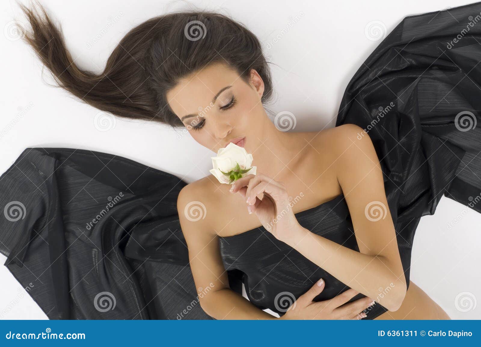 Kiss white rose stock image. Image of long, girl, laying - 6361311