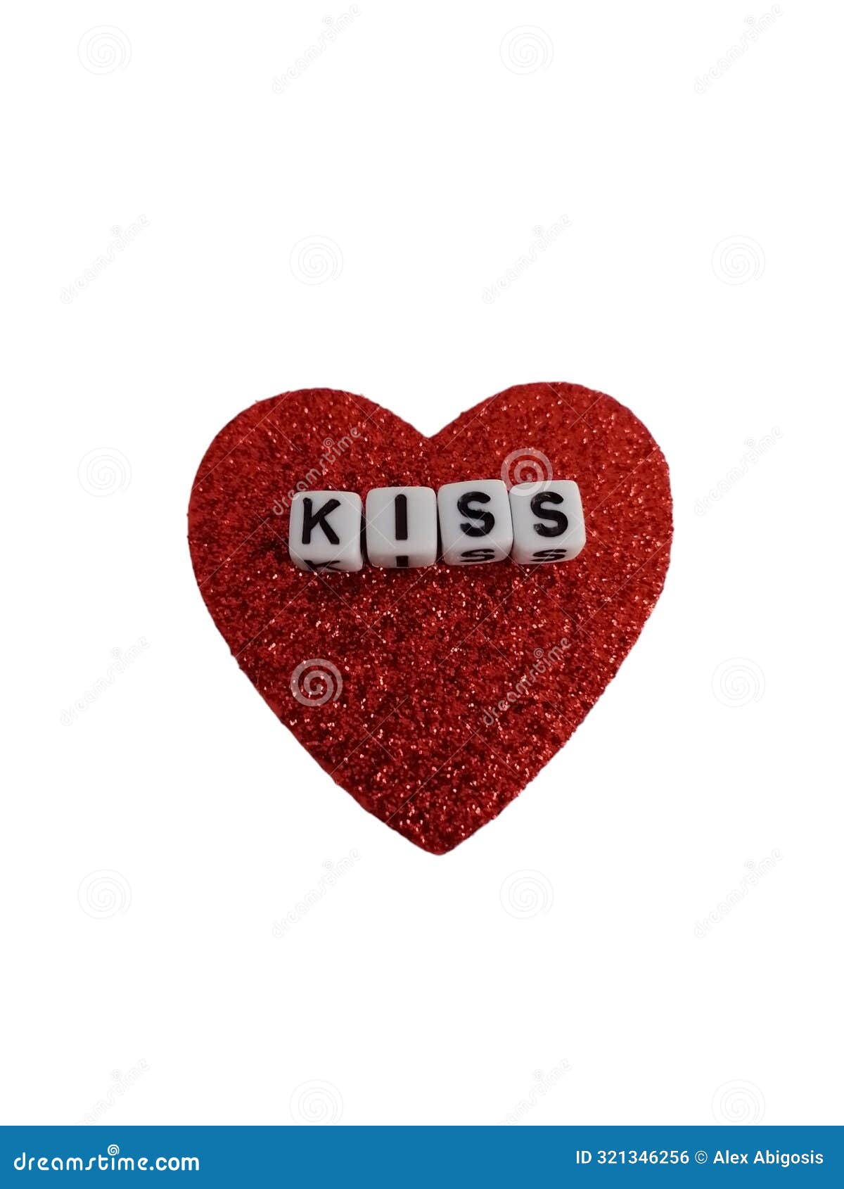 Kiss Written on a Red Glitter Heart Stock Photo - Image of written ...