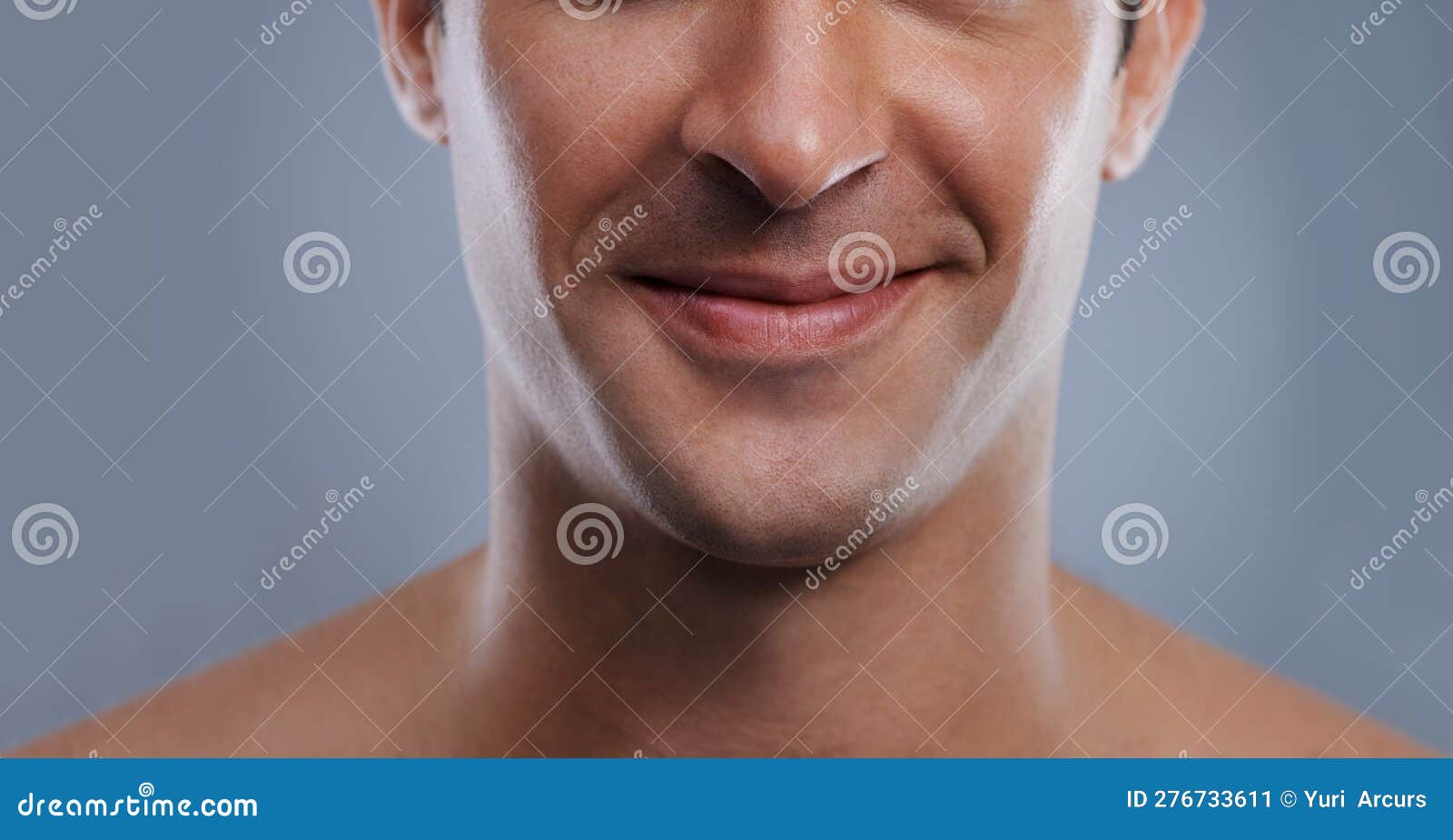 Kissable Lips. Cropped Image of a Handsome Mans Mouth Smiling. Stock ...