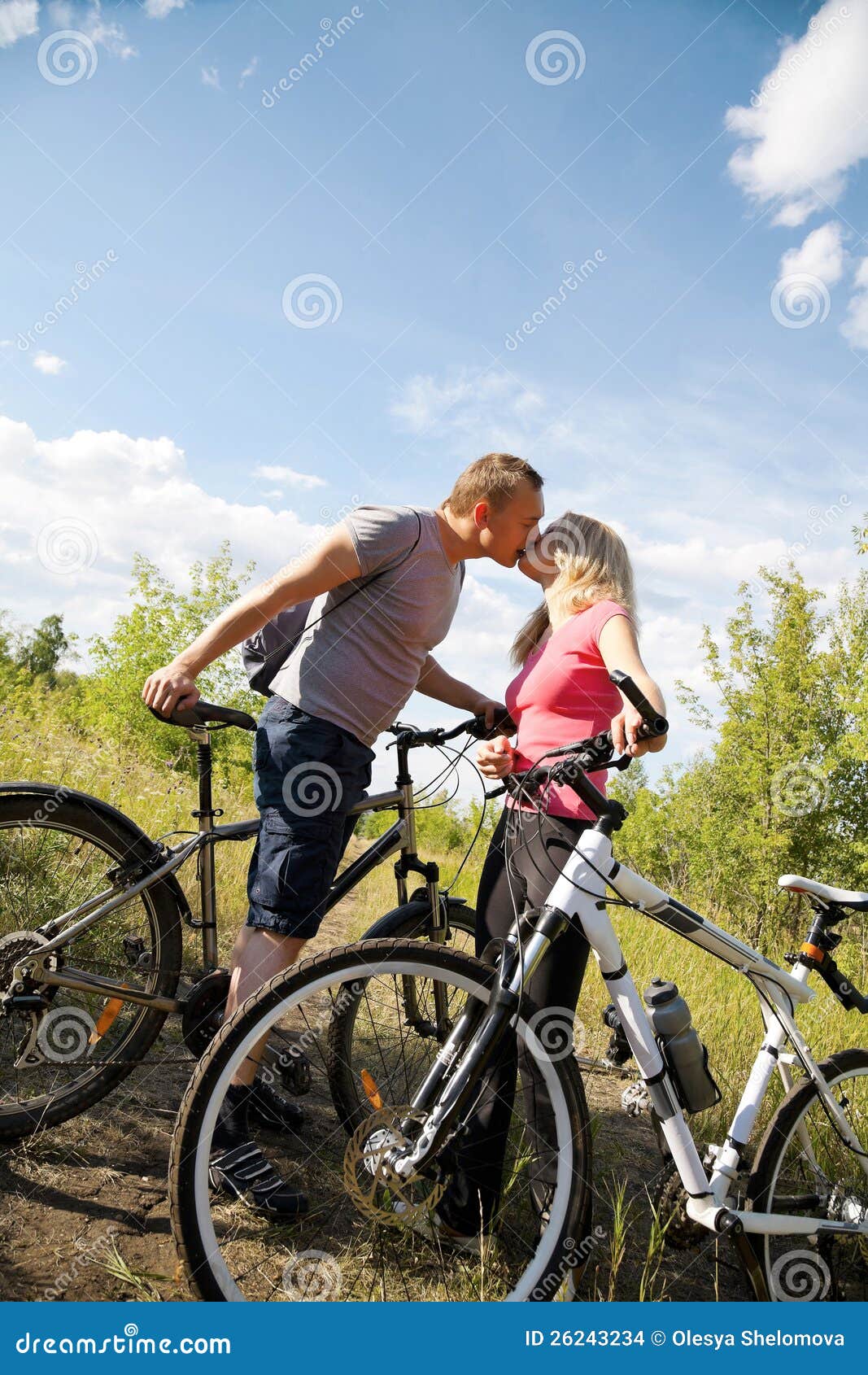 Kissing during biking stock photo. Image of cycling, lifestyle - 26243234