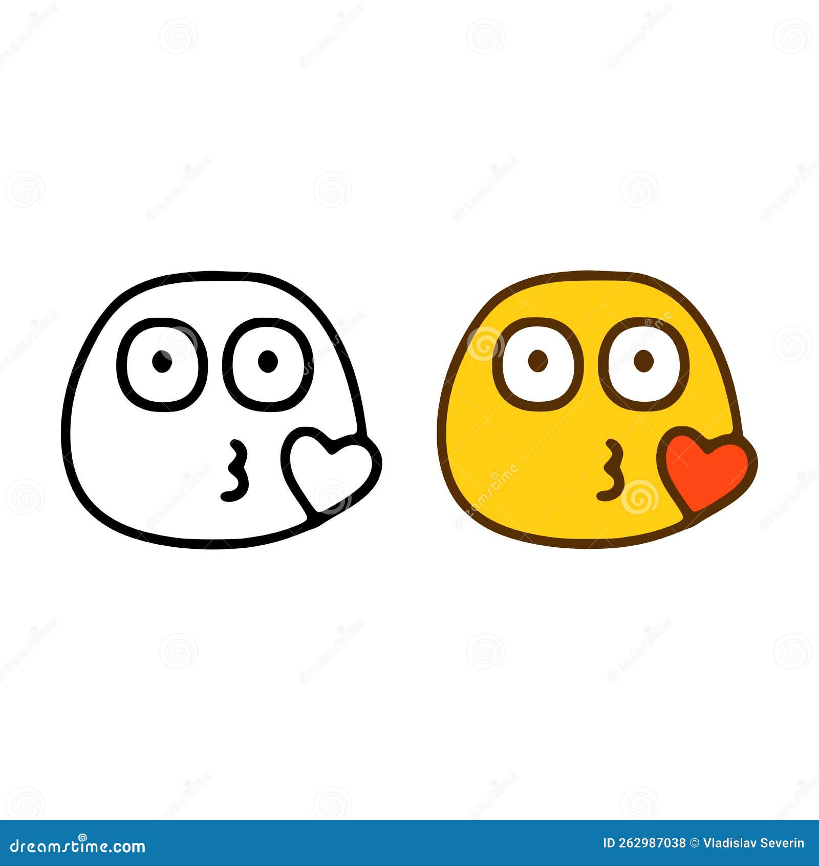 Kissing Emoticon In Doodle Style Stock Photo | CartoonDealer.com #262987038