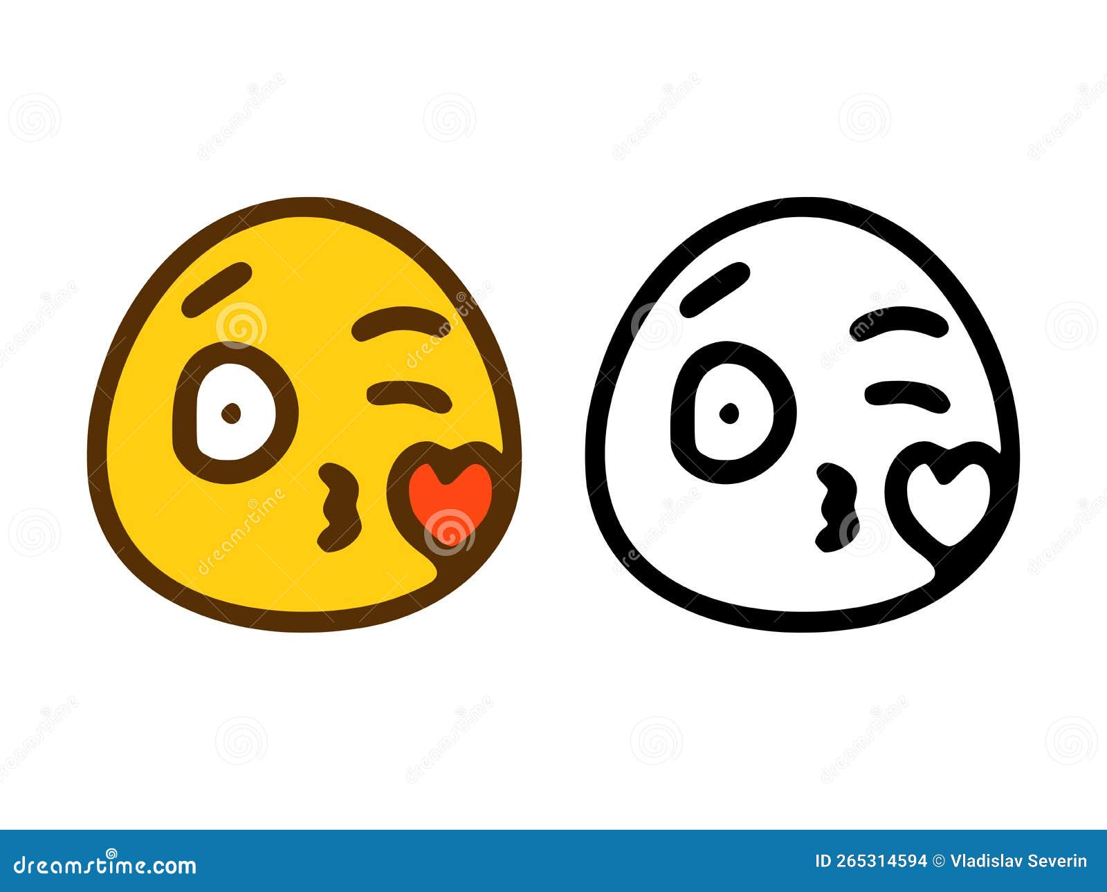 Kissing Emoticon in Two Style Stock Illustration - Illustration of ...