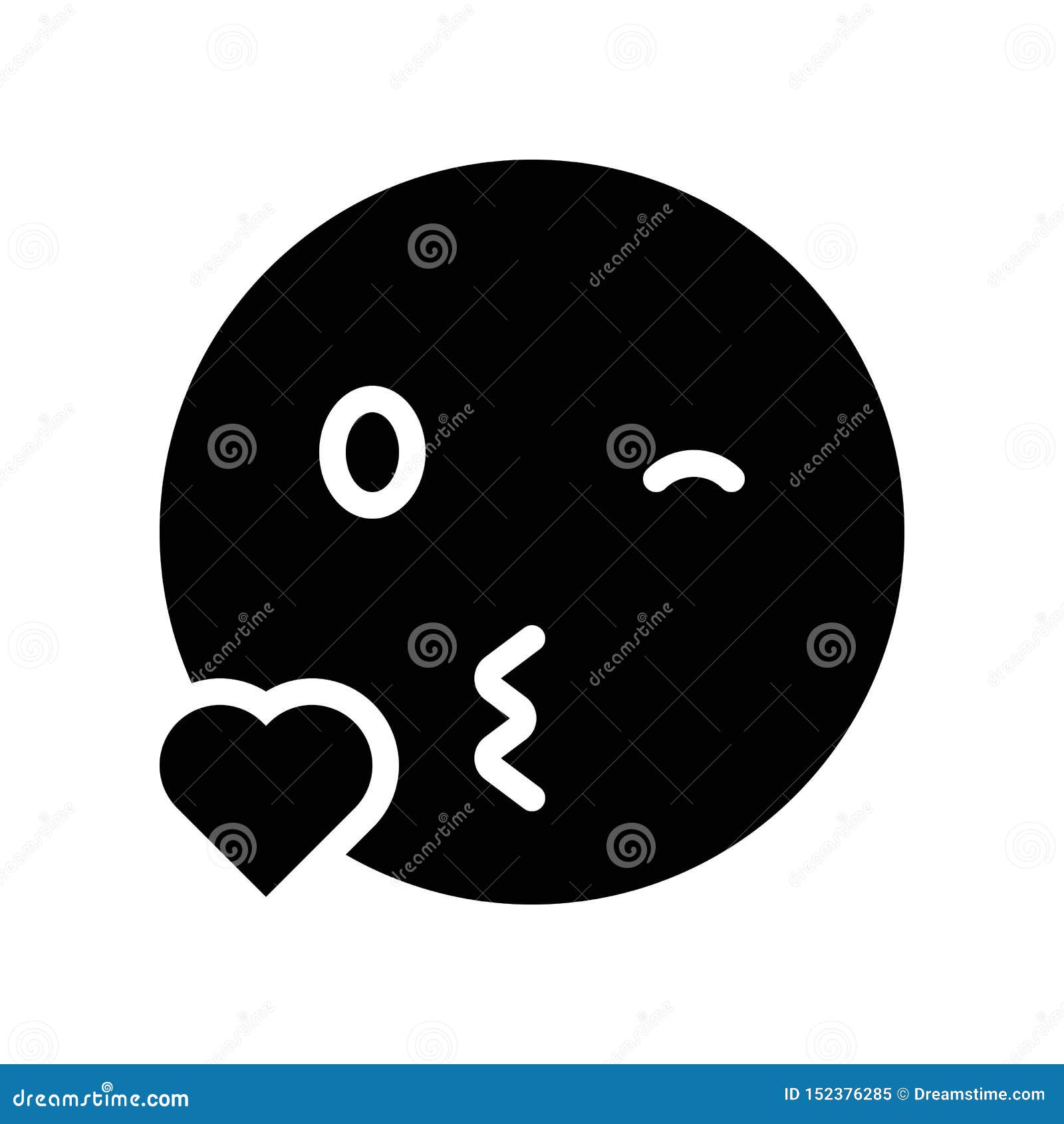 Kissing Face Vector Illustration, Isolated Solid Style Icon Stock ...