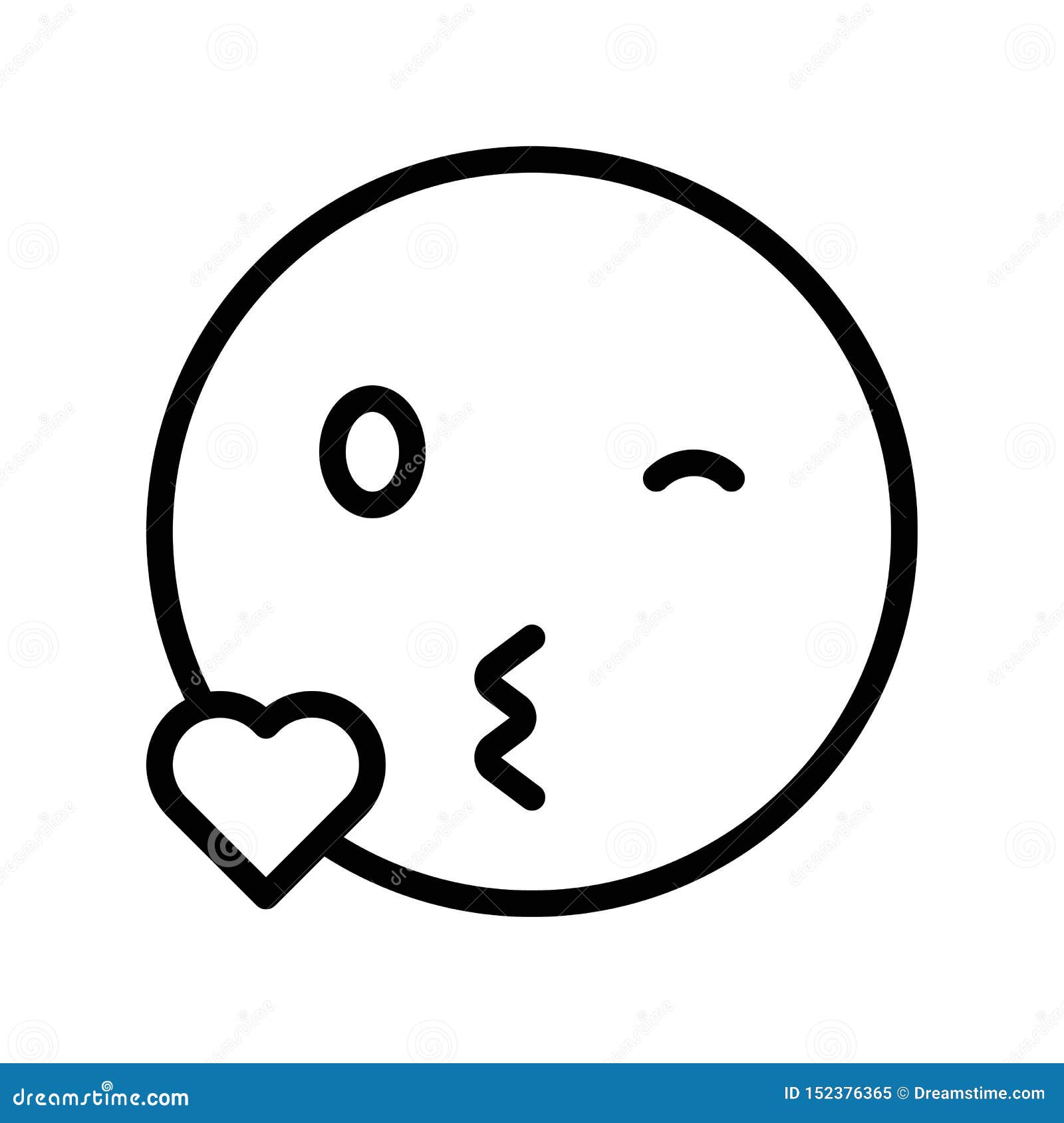 Kissing Face Vector Illustration, Line Style Icon Editable Outline ...