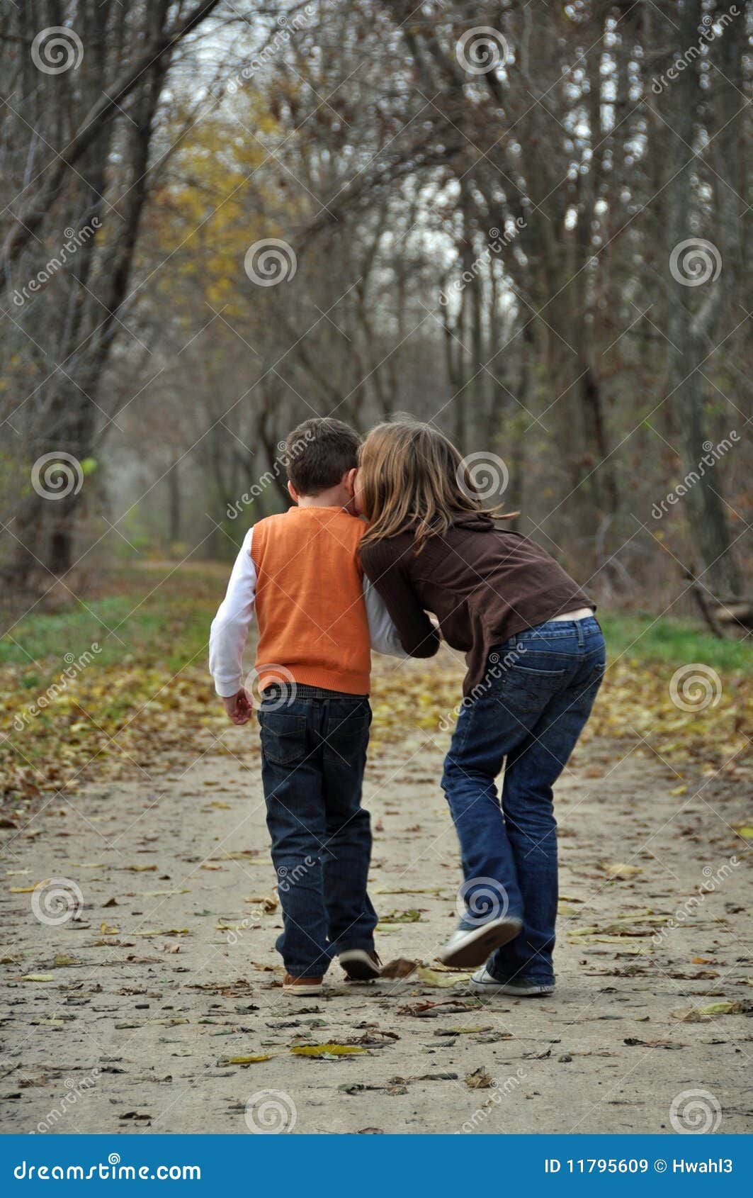 Kissing in fall stock image. Image of tree, brother, family - 11795609