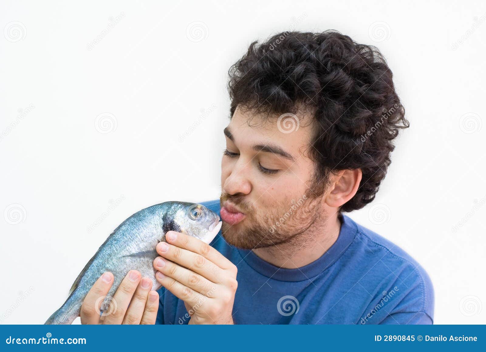 Bearded Man Eating Fish