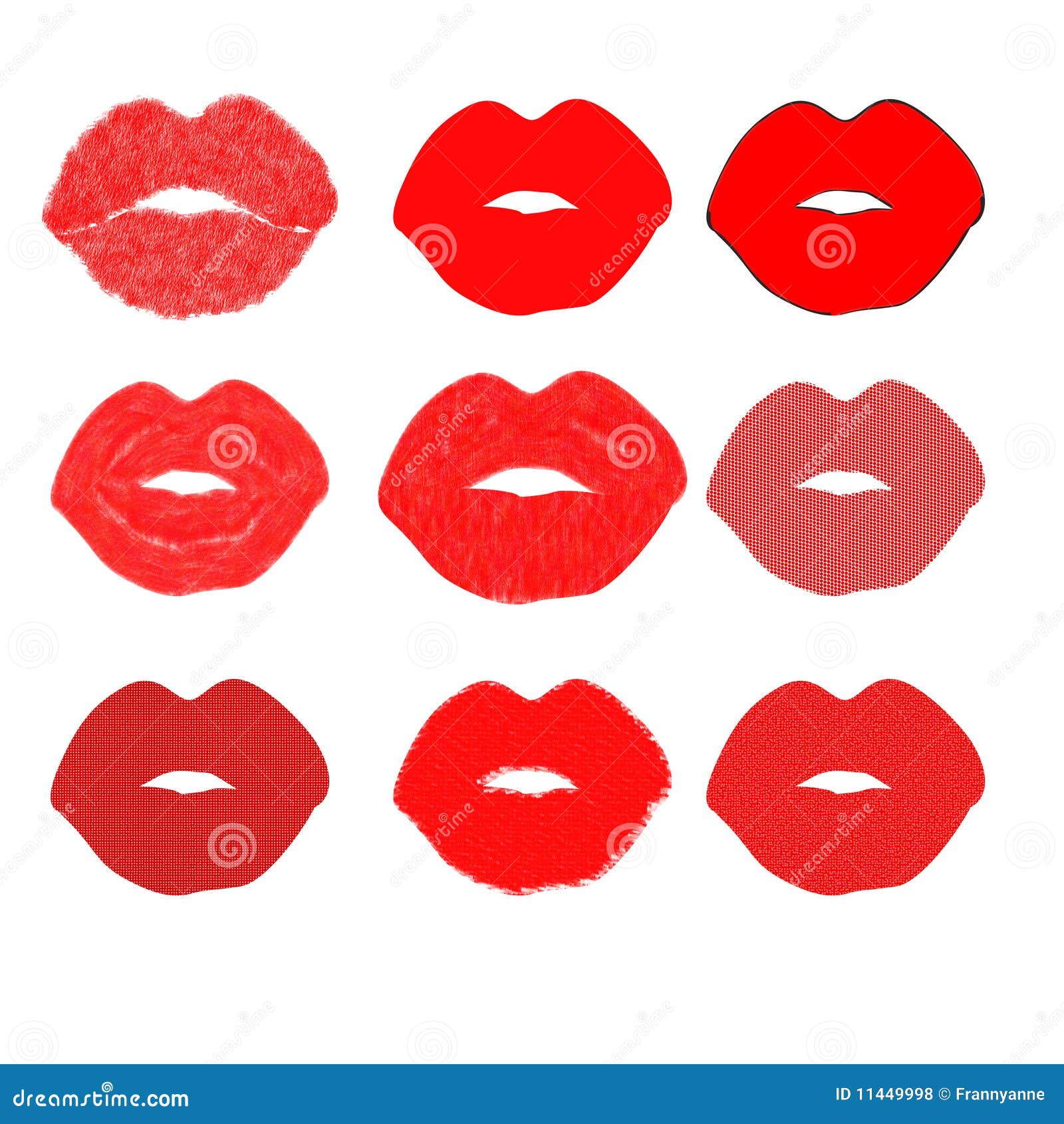 Kissing Lips - Various Textures Stock Illustration - Illustration of ...