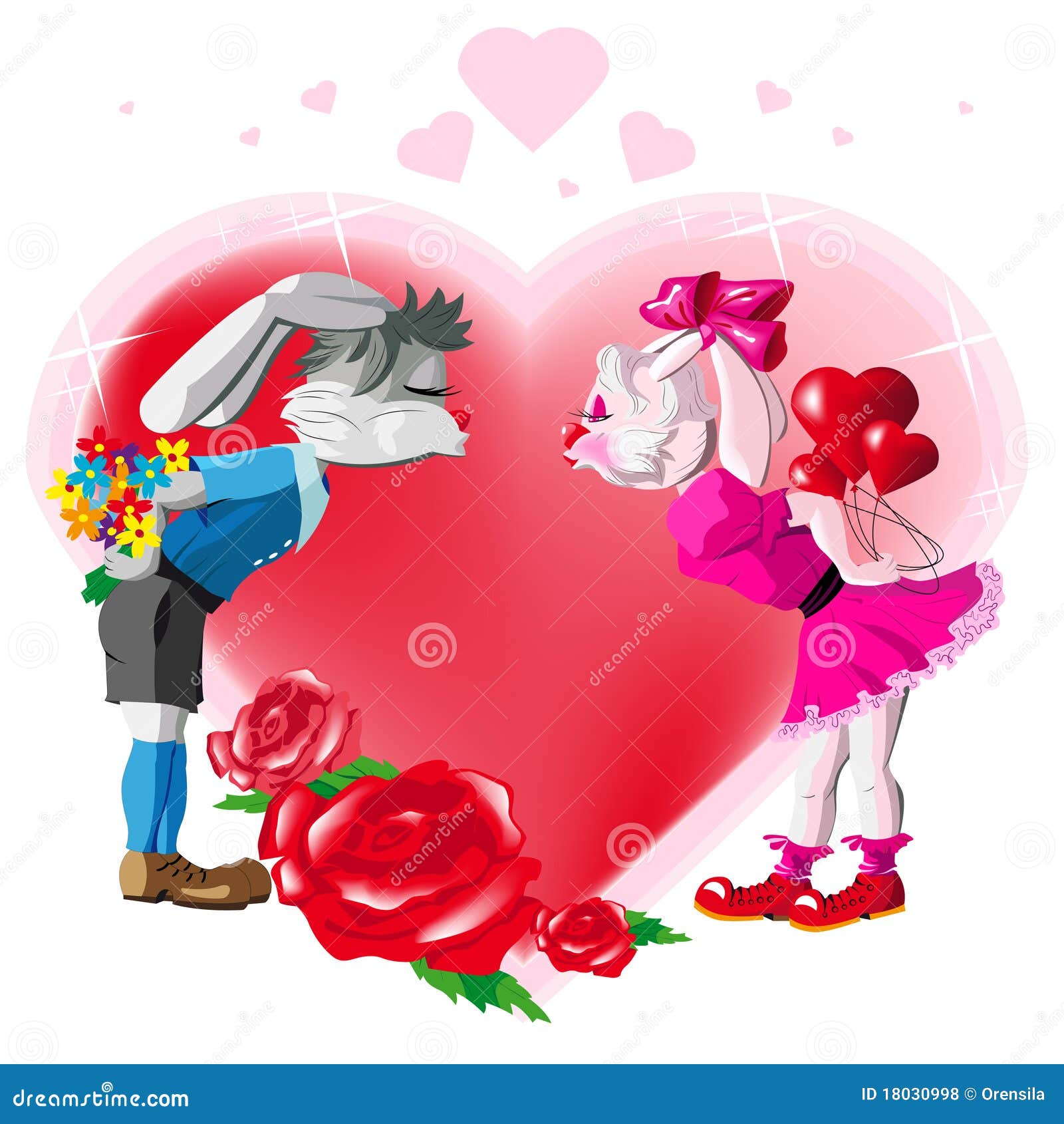 Kissing rabbits stock vector. Illustration of couple - 18030998