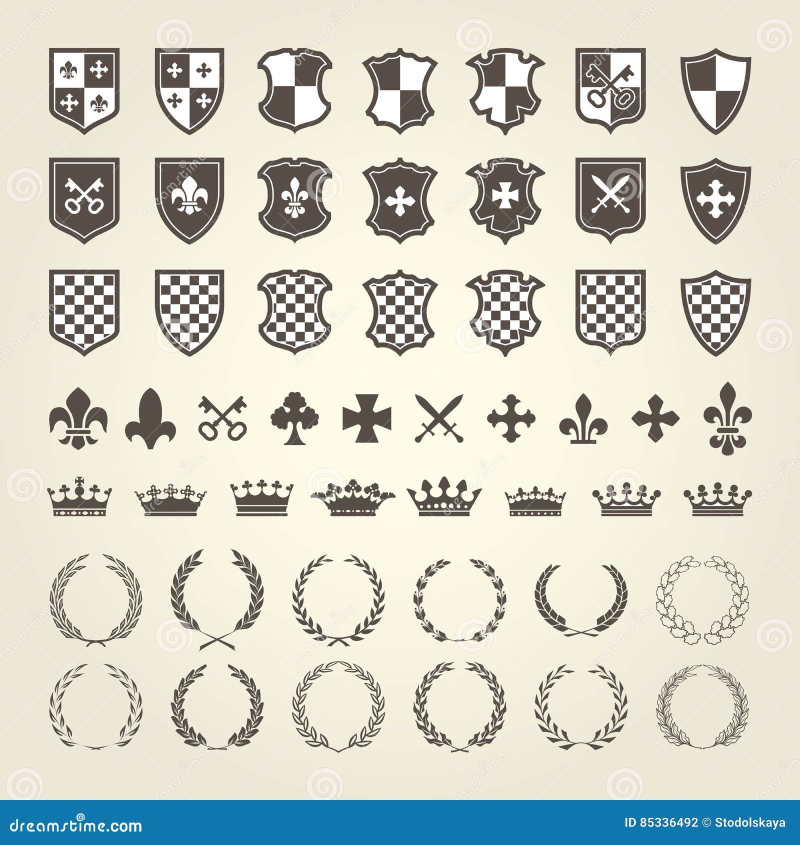 Kit of Coat of Arms for Knight Shields and Royal Emblems Stock Vector ...