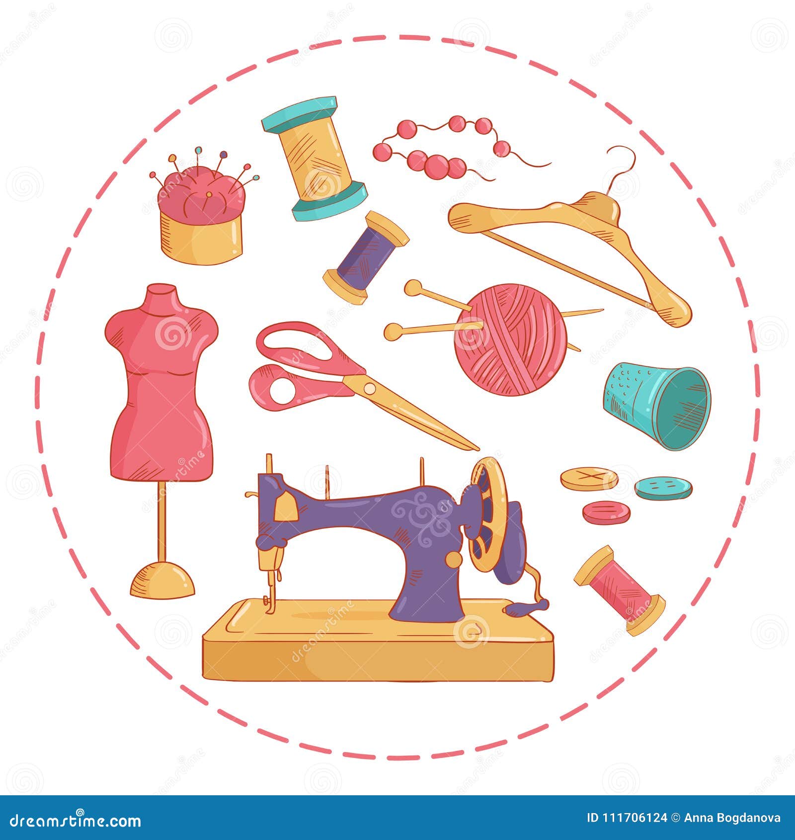 Kit de costura Vector ilustración del vector. Ilustración de ropas ...