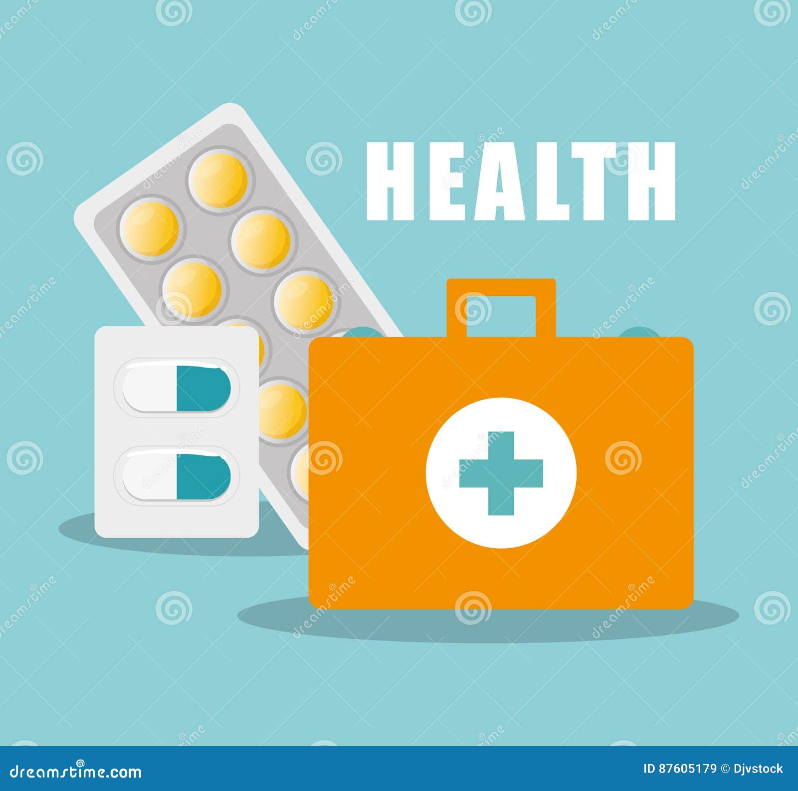 Kit First Aid Capsule Pills Medicine Stock Illustration - Illustration ...