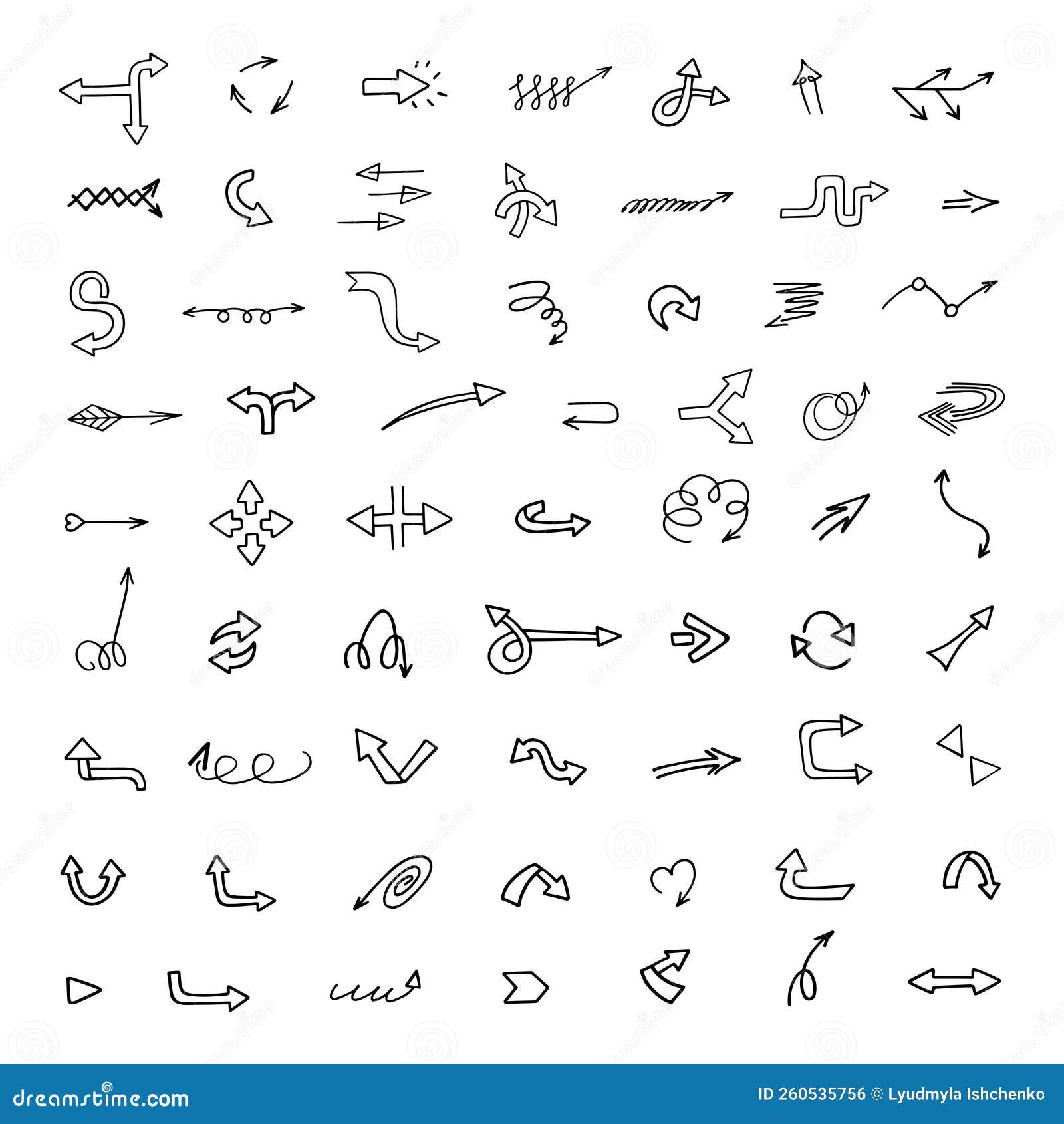 Kit of Hand Drawn Arrow Symbols, Vector Collection Stock Vector ...