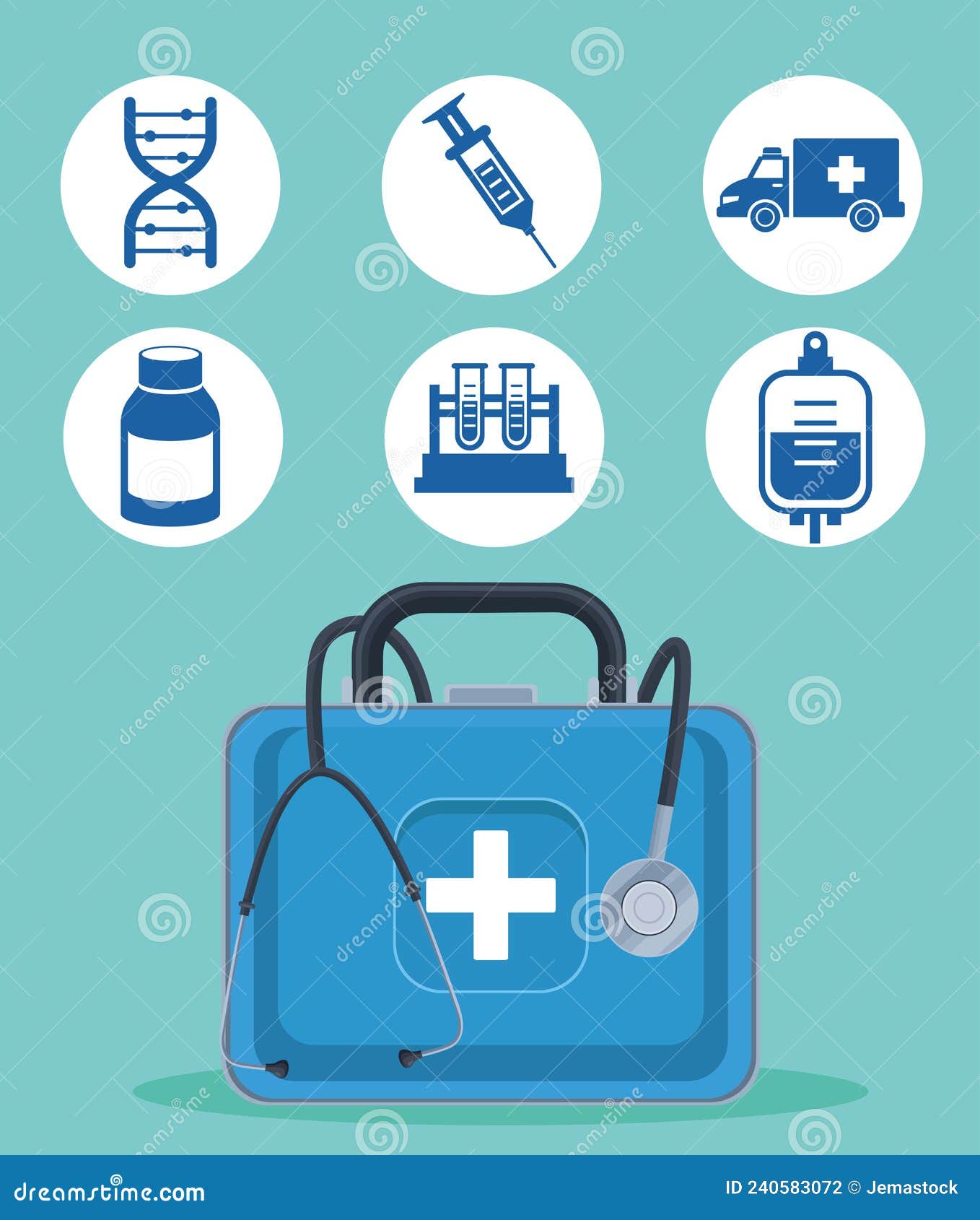 Kit with icons stock vector. Illustration of patient - 240583072