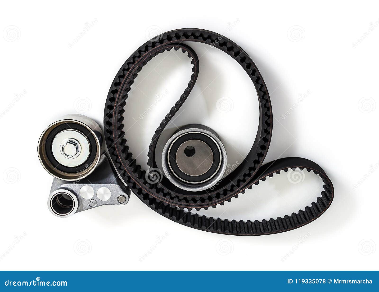 Kit of Timing Belt with Rollers on a White Background Isolated. Stock ...