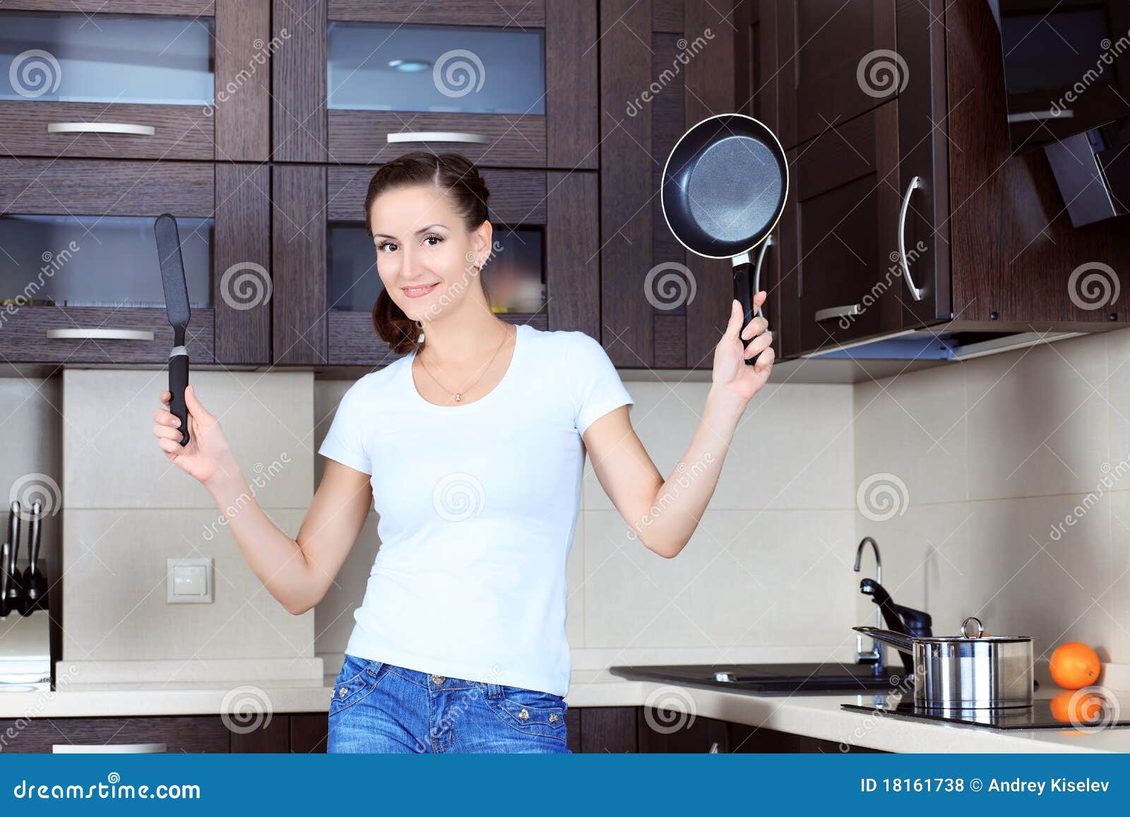 Kitchen stock photo. Image of food, smile, beautiful - 18161738