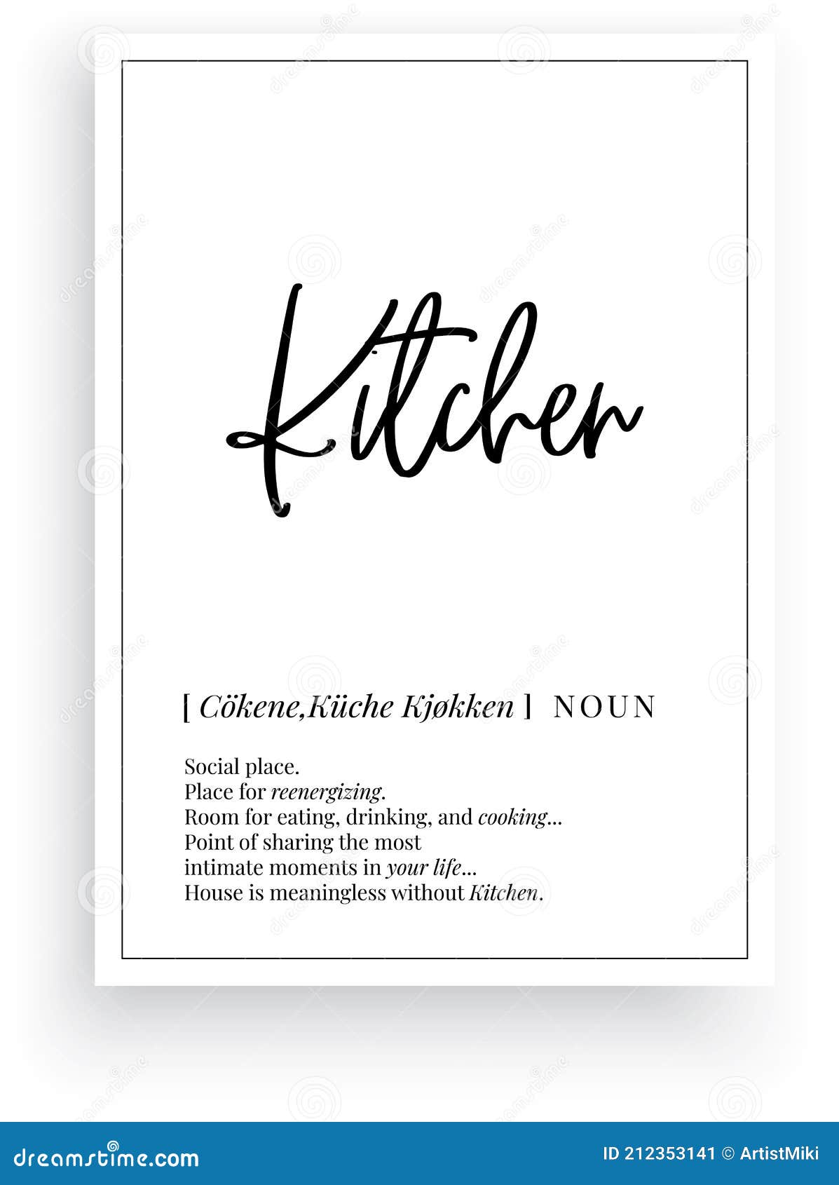 Kitchen definition, vector stock vector. Illustration of definition ...