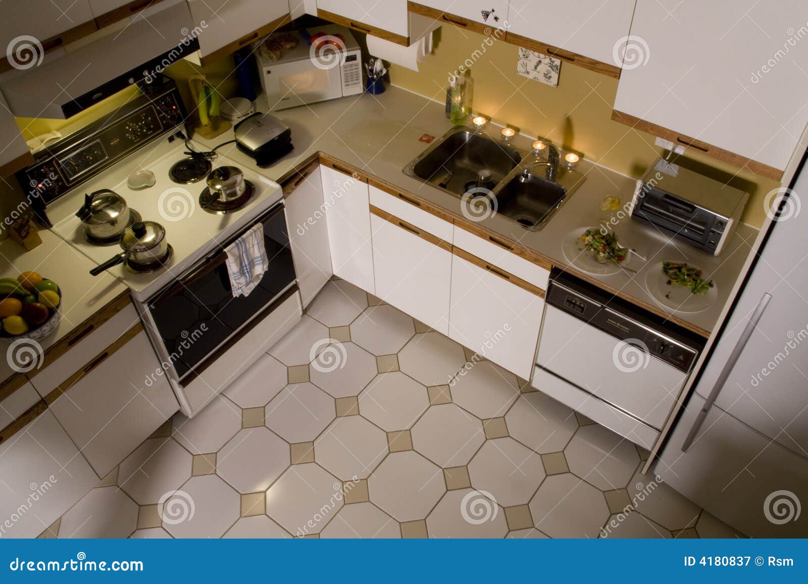 Kitchen from above stock image. Image of appliances, floor - 4180837