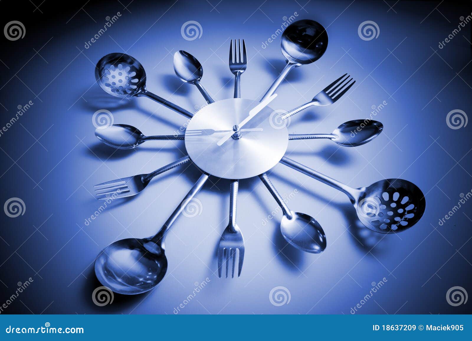 Kitchen Abstract Clock Witch Spoon and Fork Stock Image - Image of ...