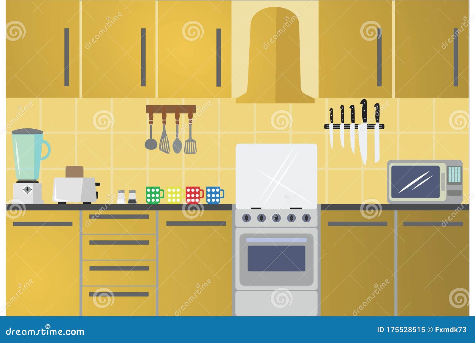 Kitchen and Accesories Flat Style Stock Vector - Illustration of style ...