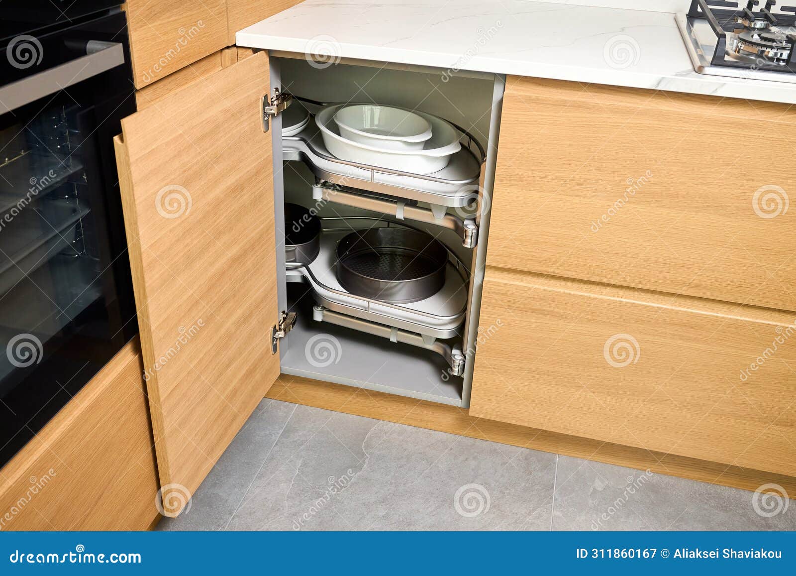 Kitchen Access Mechanism Magic Corner for Blind Corner Cabinets Pushed ...