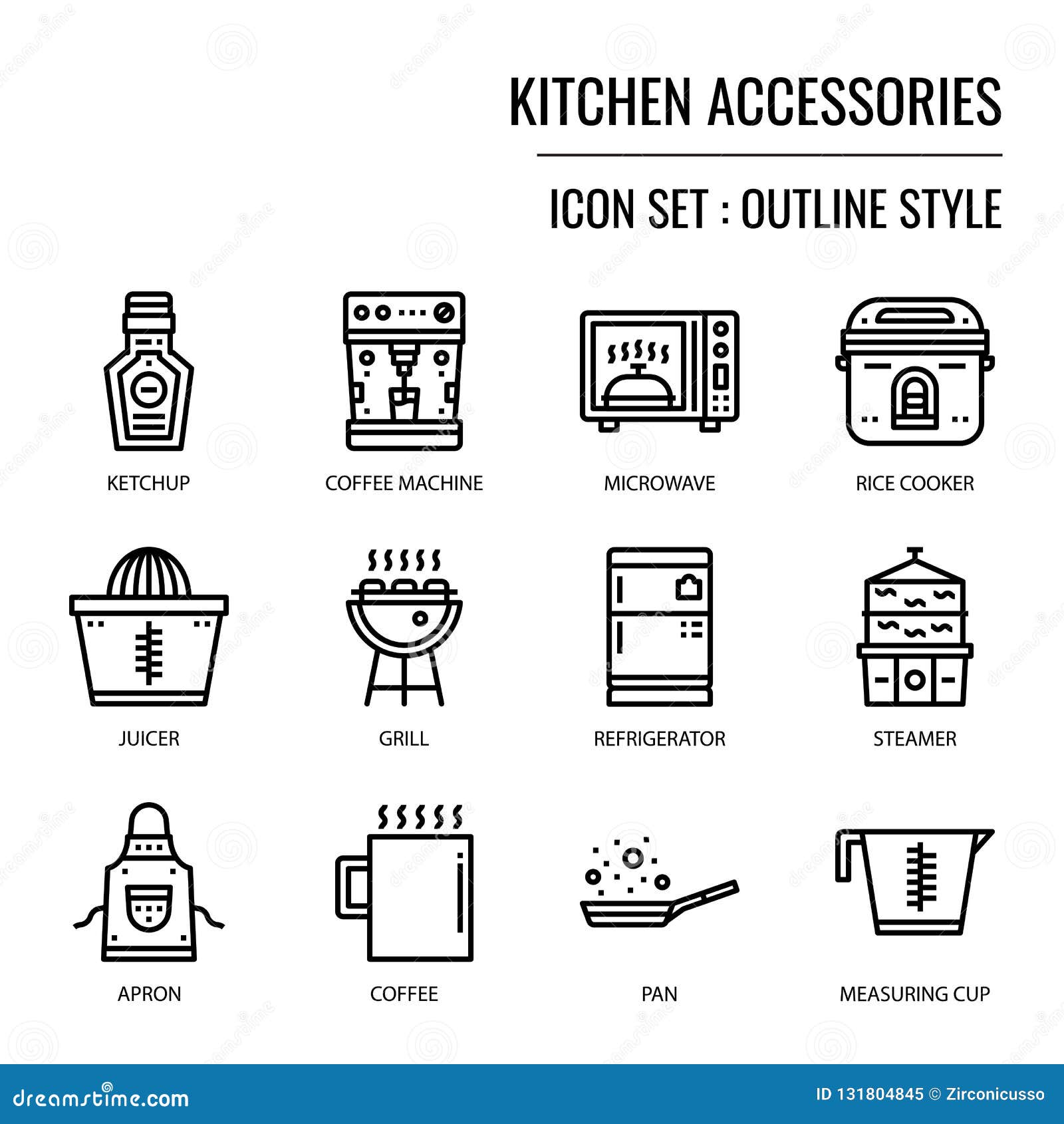 Kitchen Accessories Icon, Isolated on White Background Stock Vector ...