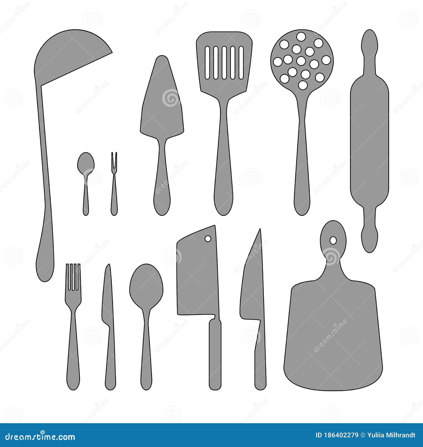 Kitchen Accessories Vector Isolated Monochrome Stock Illustration ...